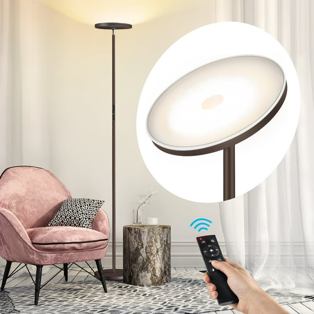 OUTON LED Torchiere Floor Lamp with Remote Control Super Bright 4 Color ...