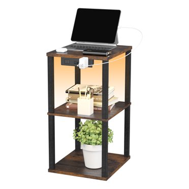 Juiluna End Table with Charging Station, Side Table and Nightstand with ...