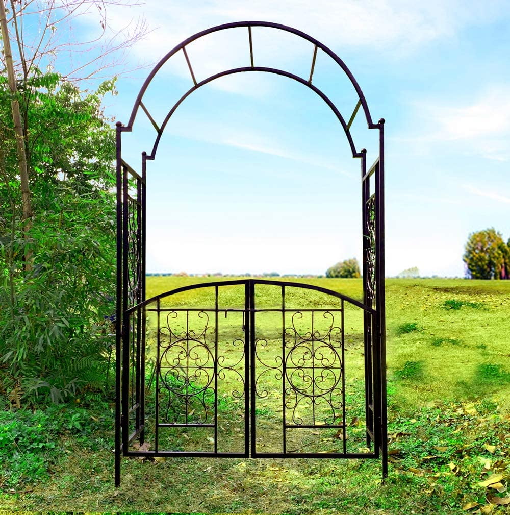 OUTOUR Elegant Matte Black Garden Arch/Gate, Heavy Duty Arbor for ...