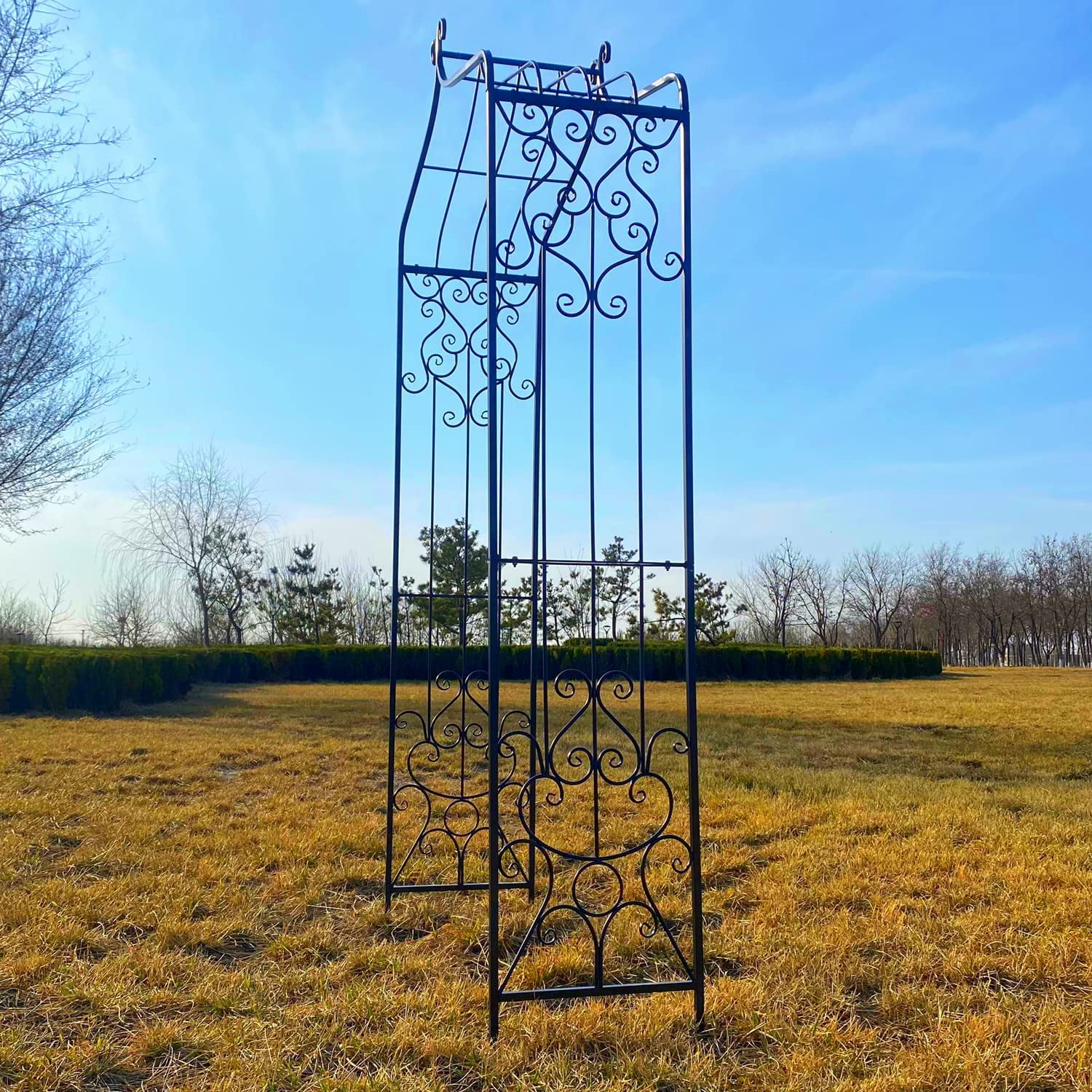 OUTOUR Garden Iron Arch Arbor Trellis for Various Climbing Plants Roses ...