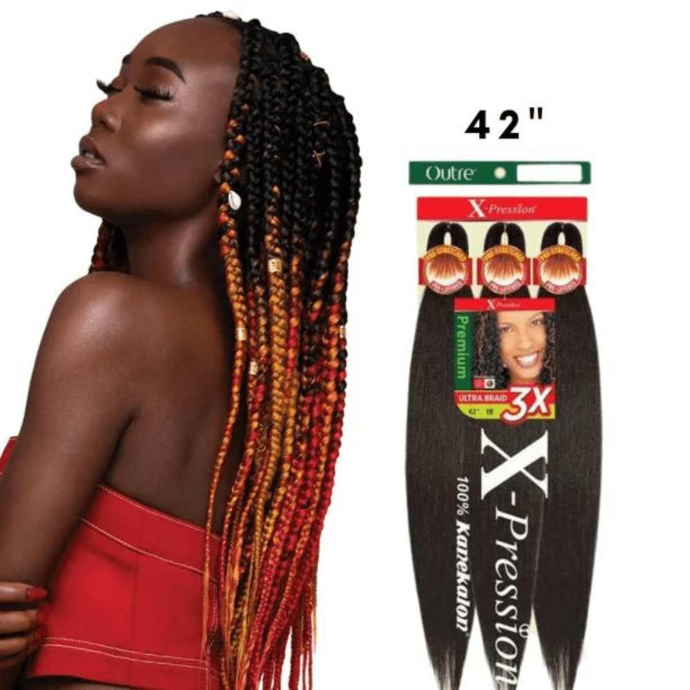 OUTRE -PACK OF 5- X-PRESSION BRAID PRE STRETCHED BRAID 42" 3X COLOR: 2 ...
