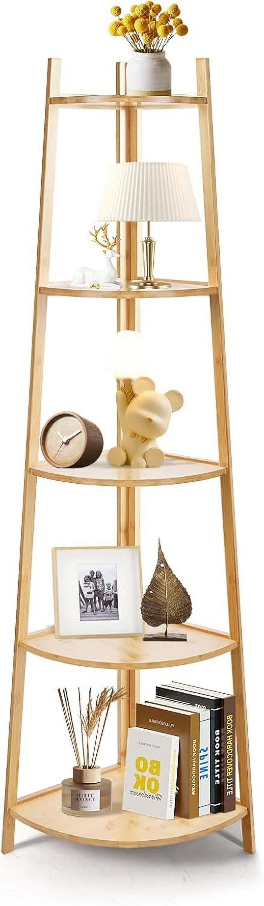 OUTREE Bamboo Corner Shelf, Upgraded Corner Shelf, Tall Corner Shelf ...