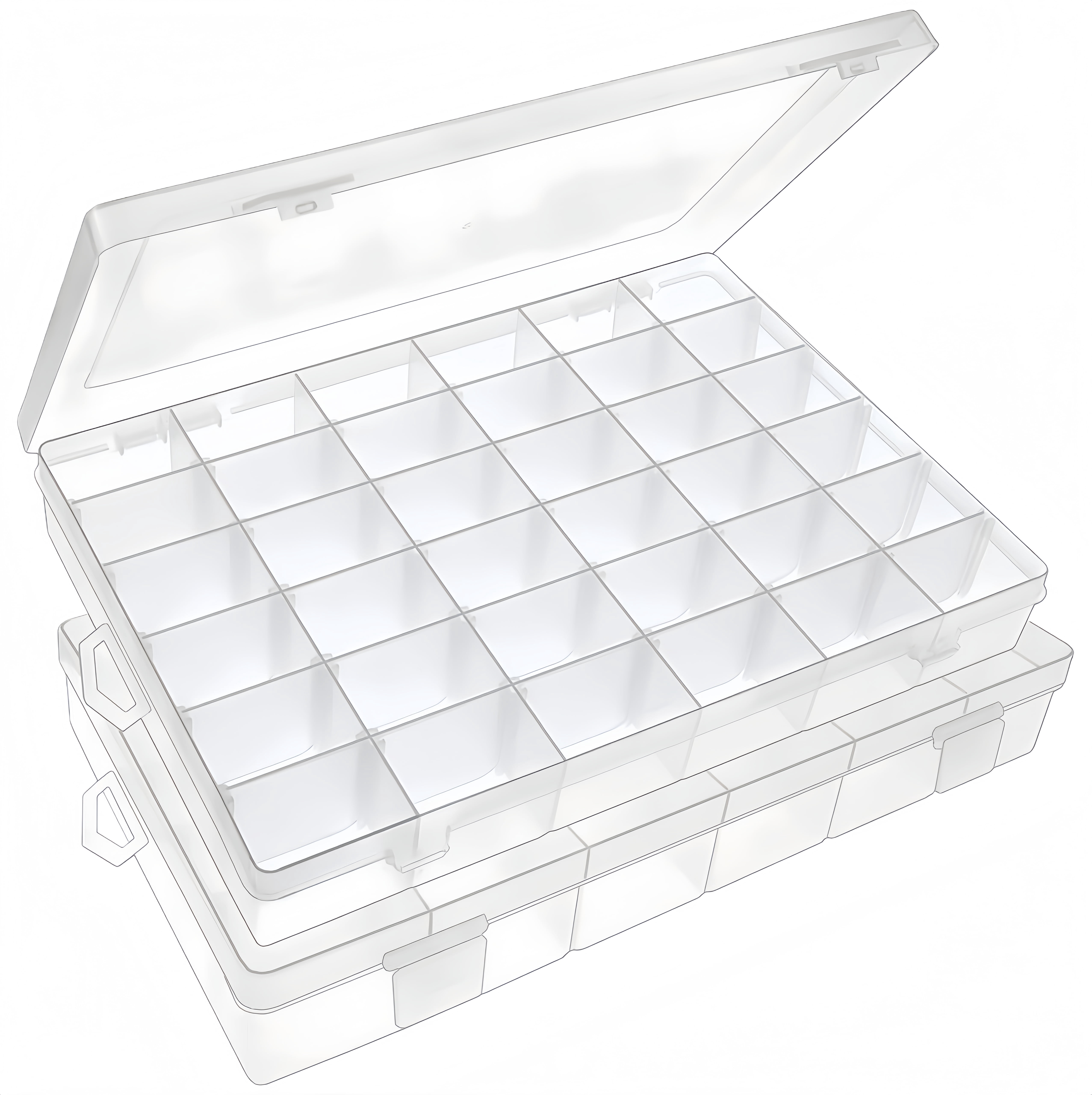 Clear 36 Compartments Organizer Box for Jewelry, Beads, Art Crafts, 2 ...