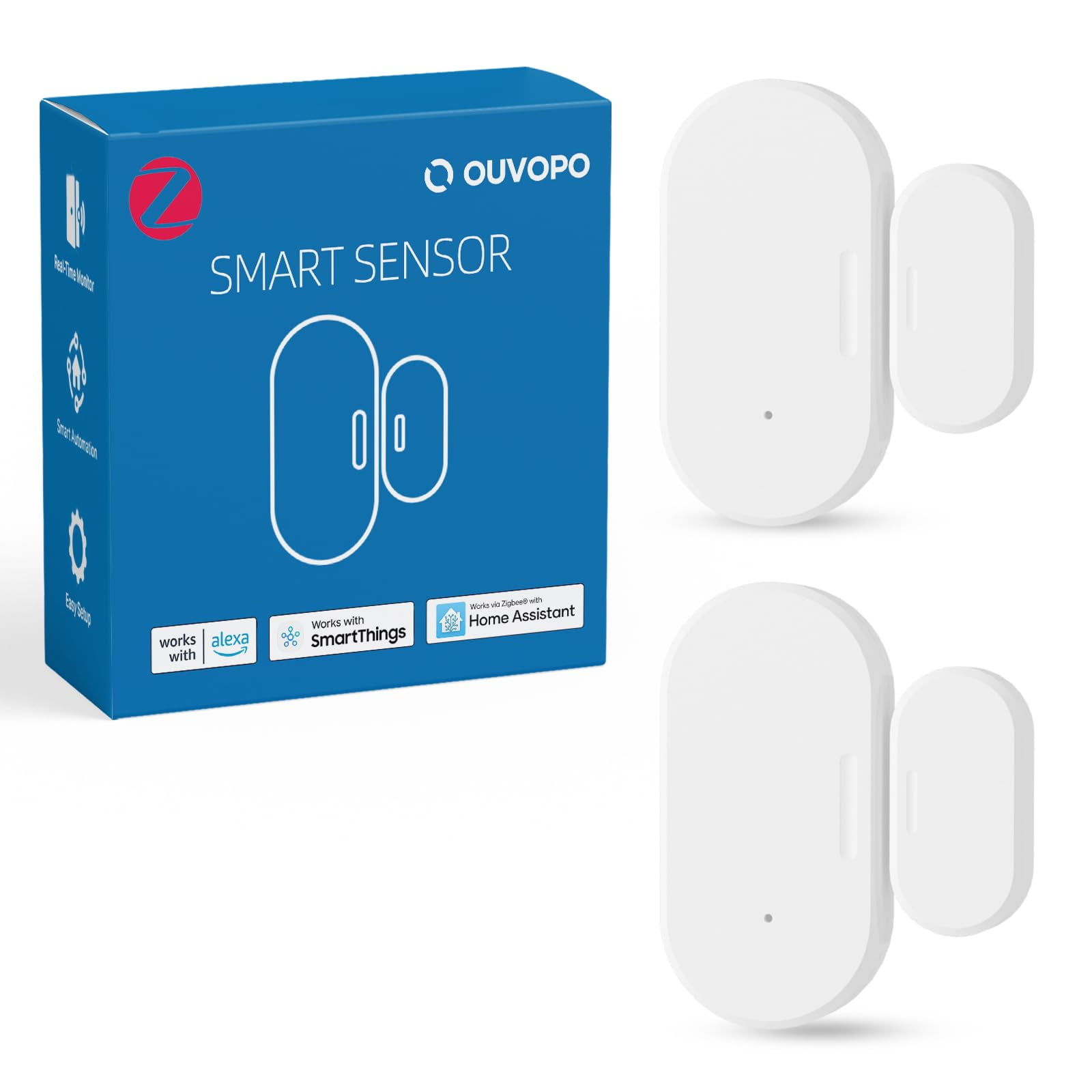 OUVOPO Zigbee Contact Sensor 2 Pack, Mini Smart Sensor, Home Automation ...