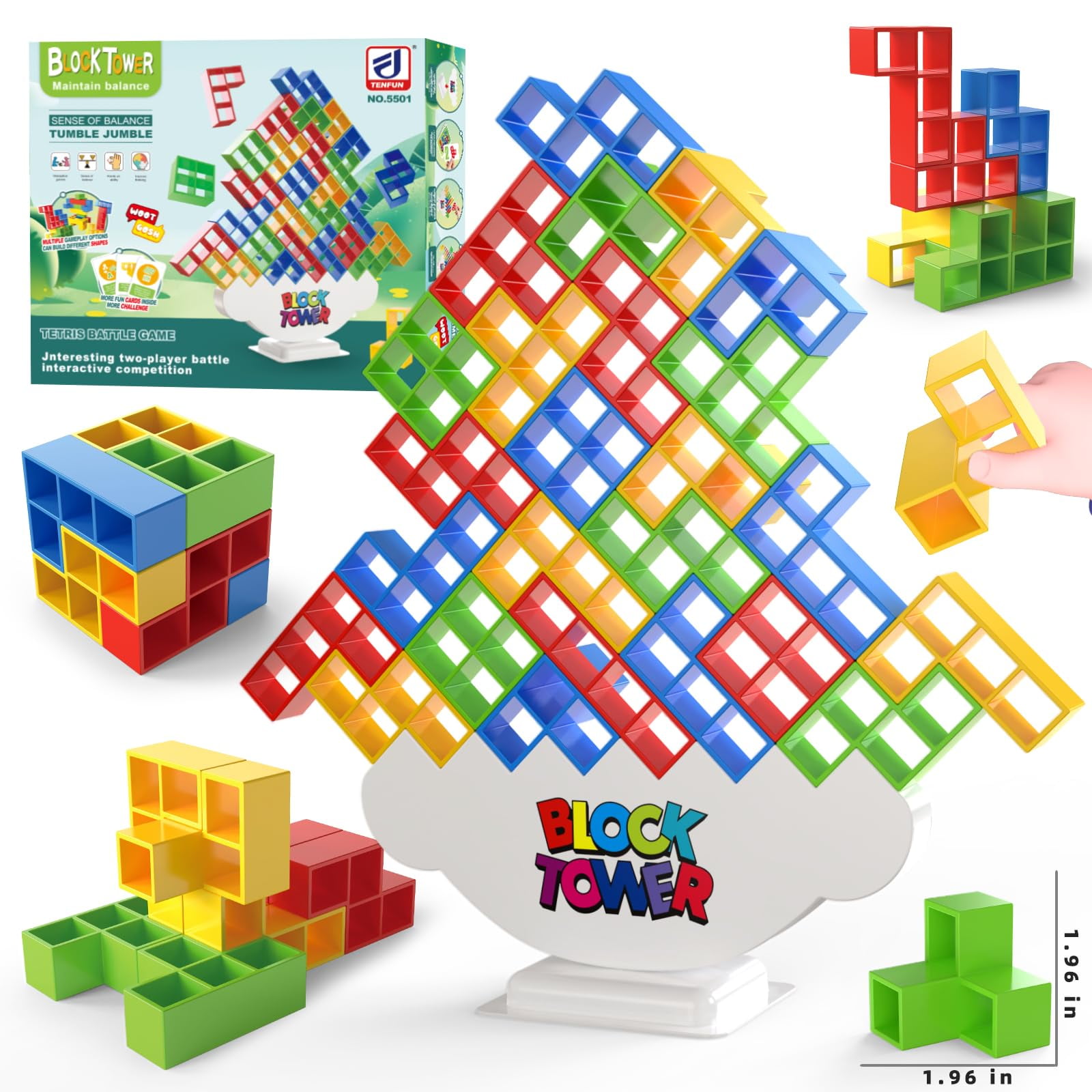 OUXIA Large-Sized Balance Stacking Blocks Game, 48 Pcs Building Blocks ...