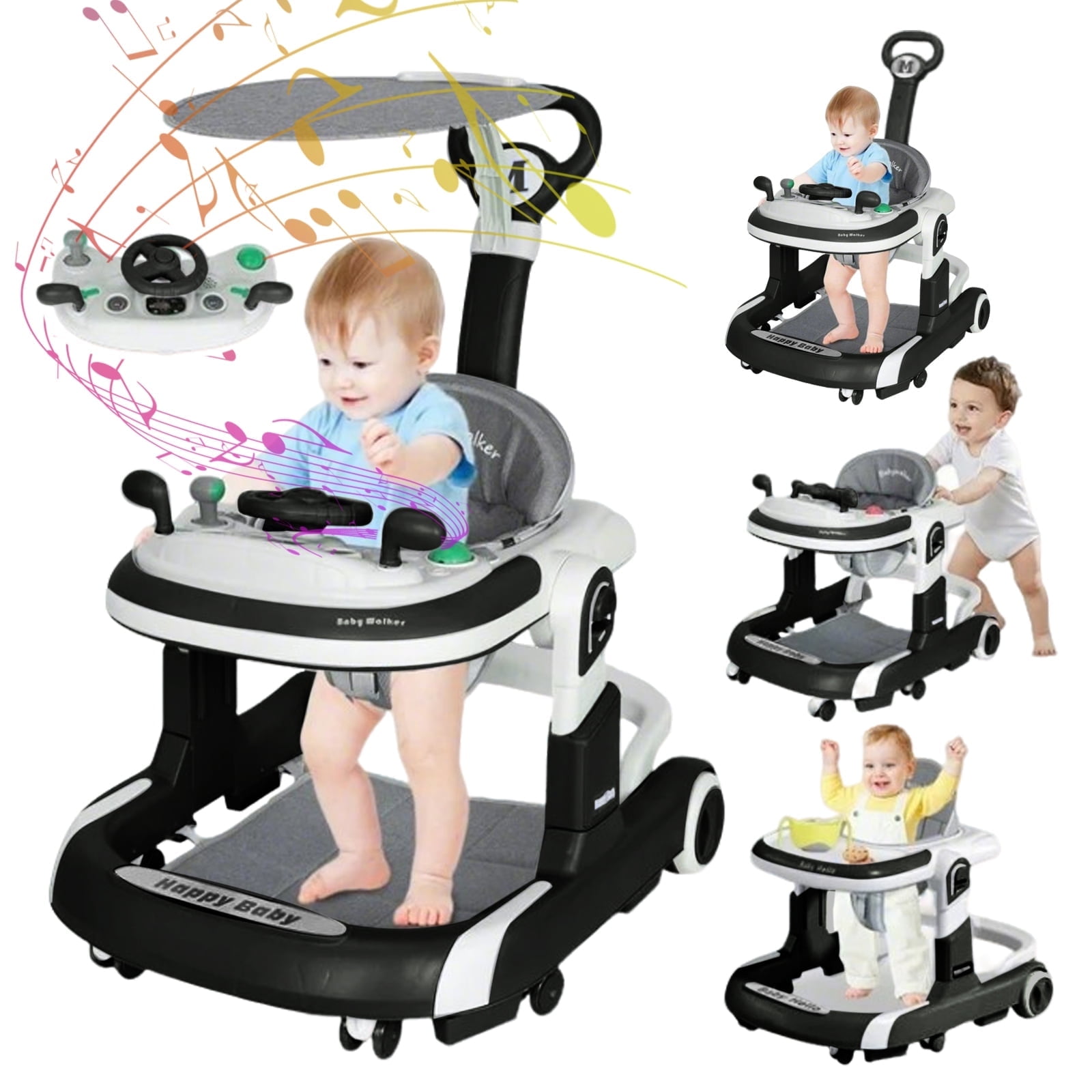 OUYI 4-in-1 Foldable Baby Walker & Activity Center For 6 - 36 Months ...