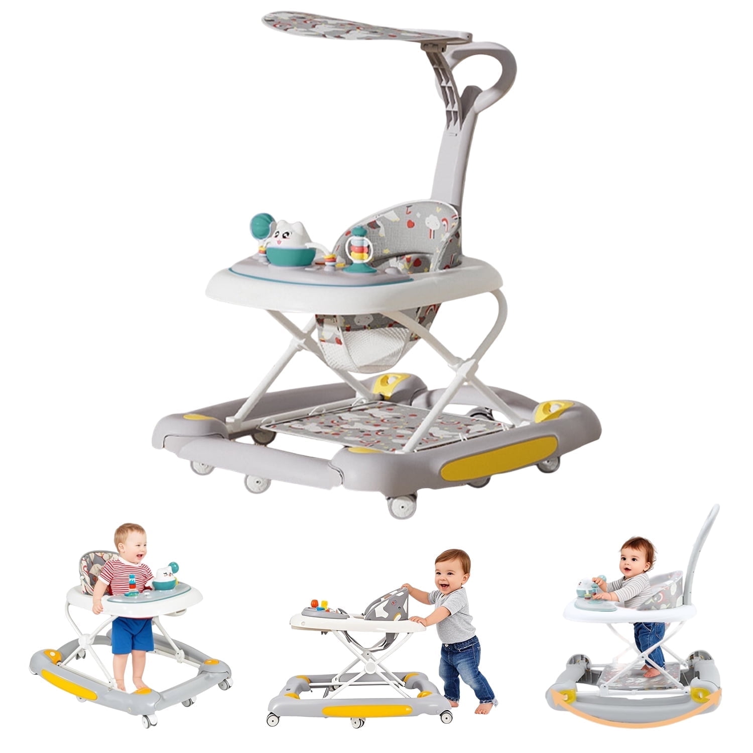 OUYI Foldable Baby Walker & Activity Center – 4-in-1 Design, 3-Gear ...