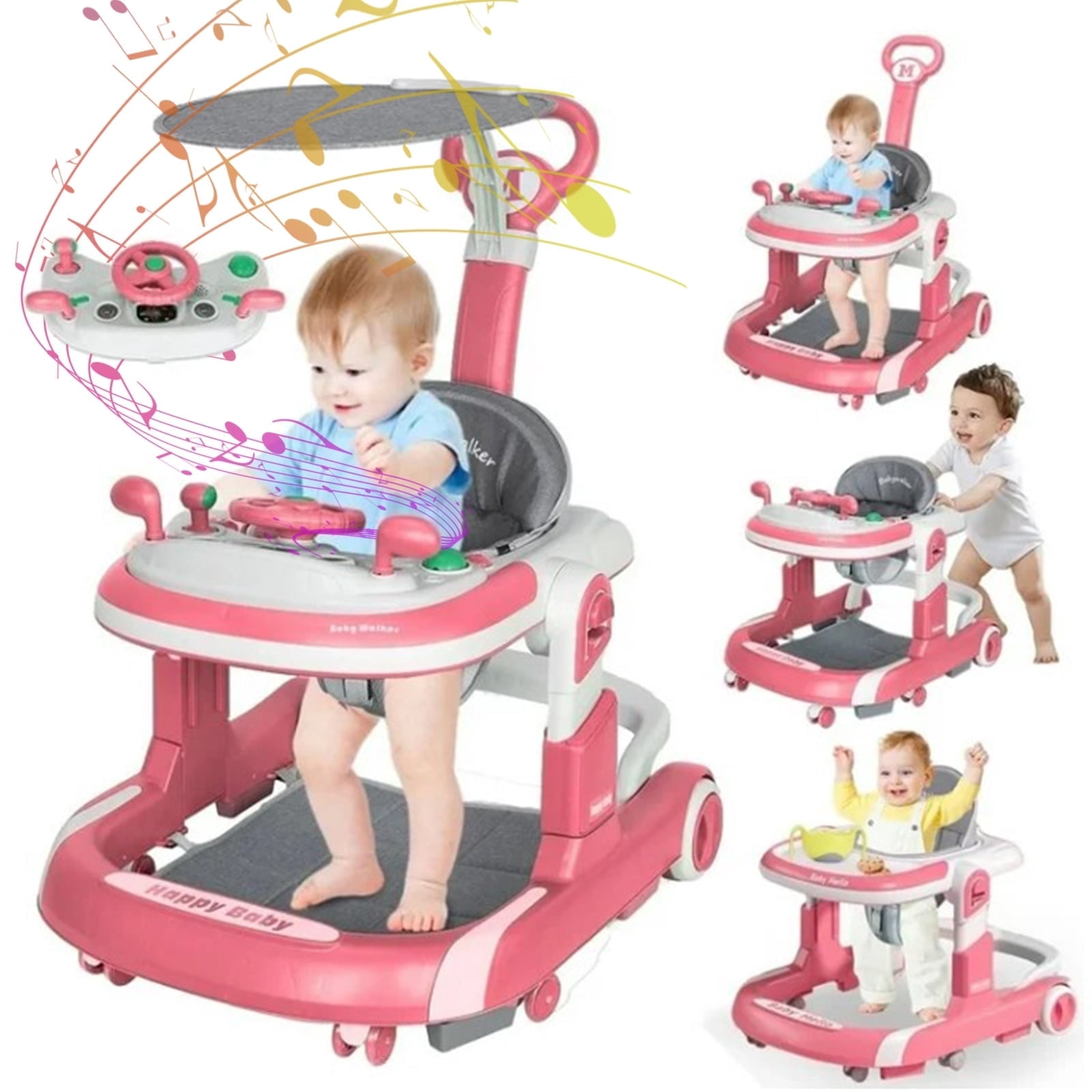 OUYI 4-in-1 Foldable Baby Walker & Activity Center for 6 - 36 Months ...