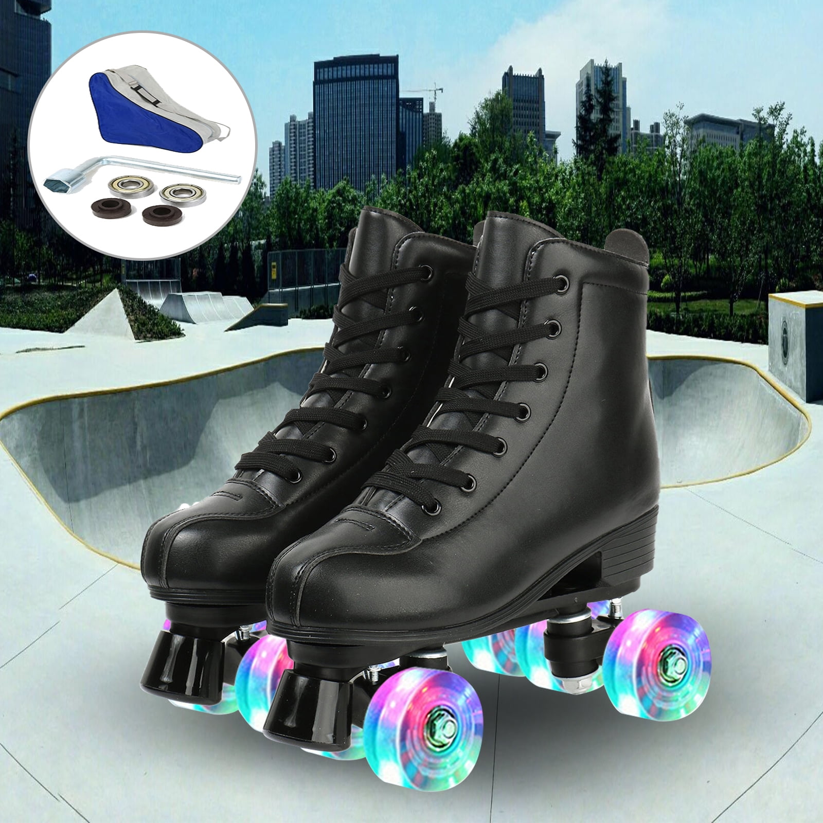 OUYI Flash Wheels Classic High-Top Roller Skates, With a Skate Bag ...