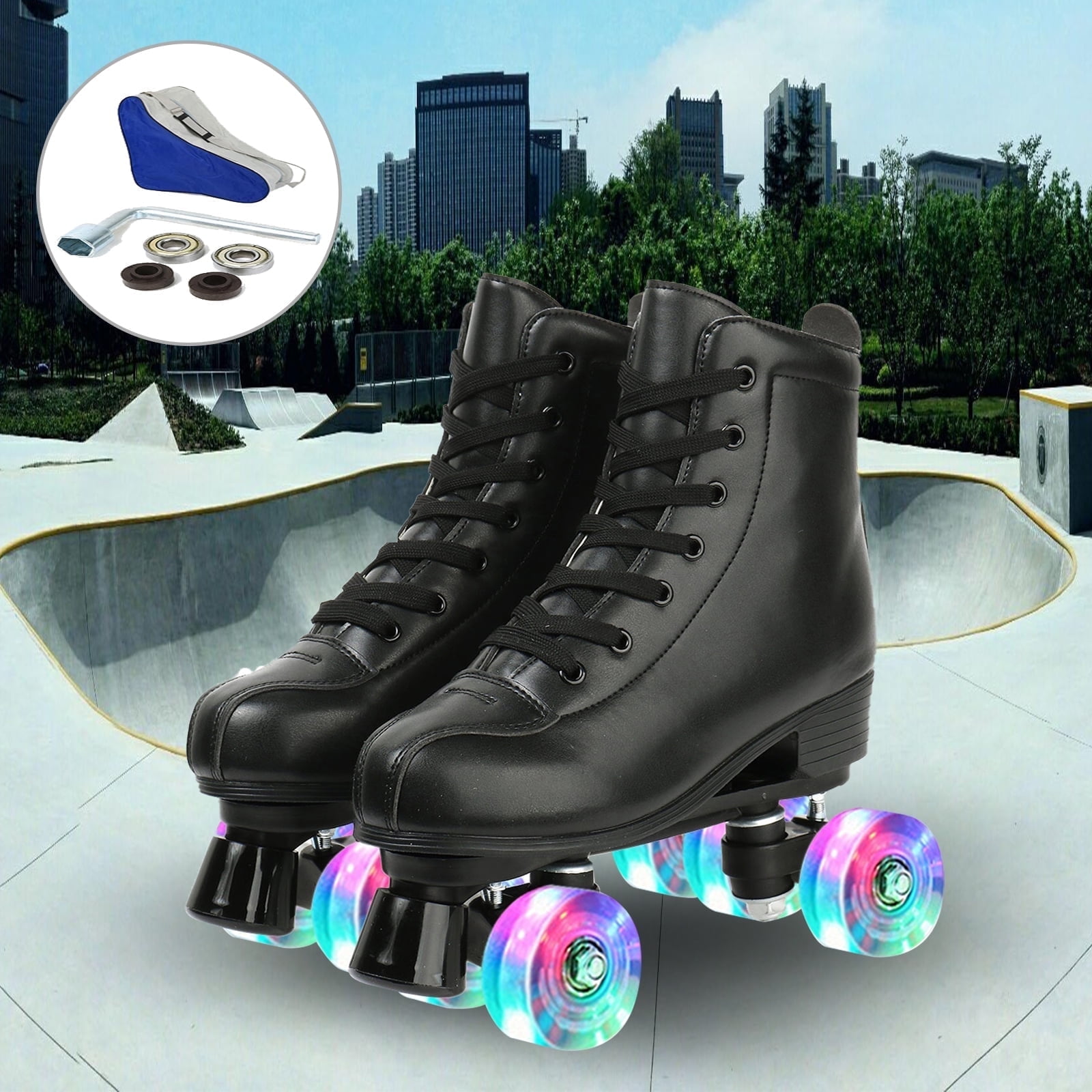 OUYI Flash Wheels Classic High-Top Roller Skates, With a Skate Bag ...
