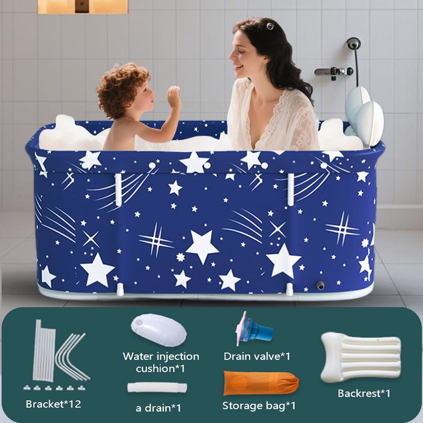 OUYI Starry Blue Freestanding PVC Bathtub – Wear-Resistant Peach Skin ...