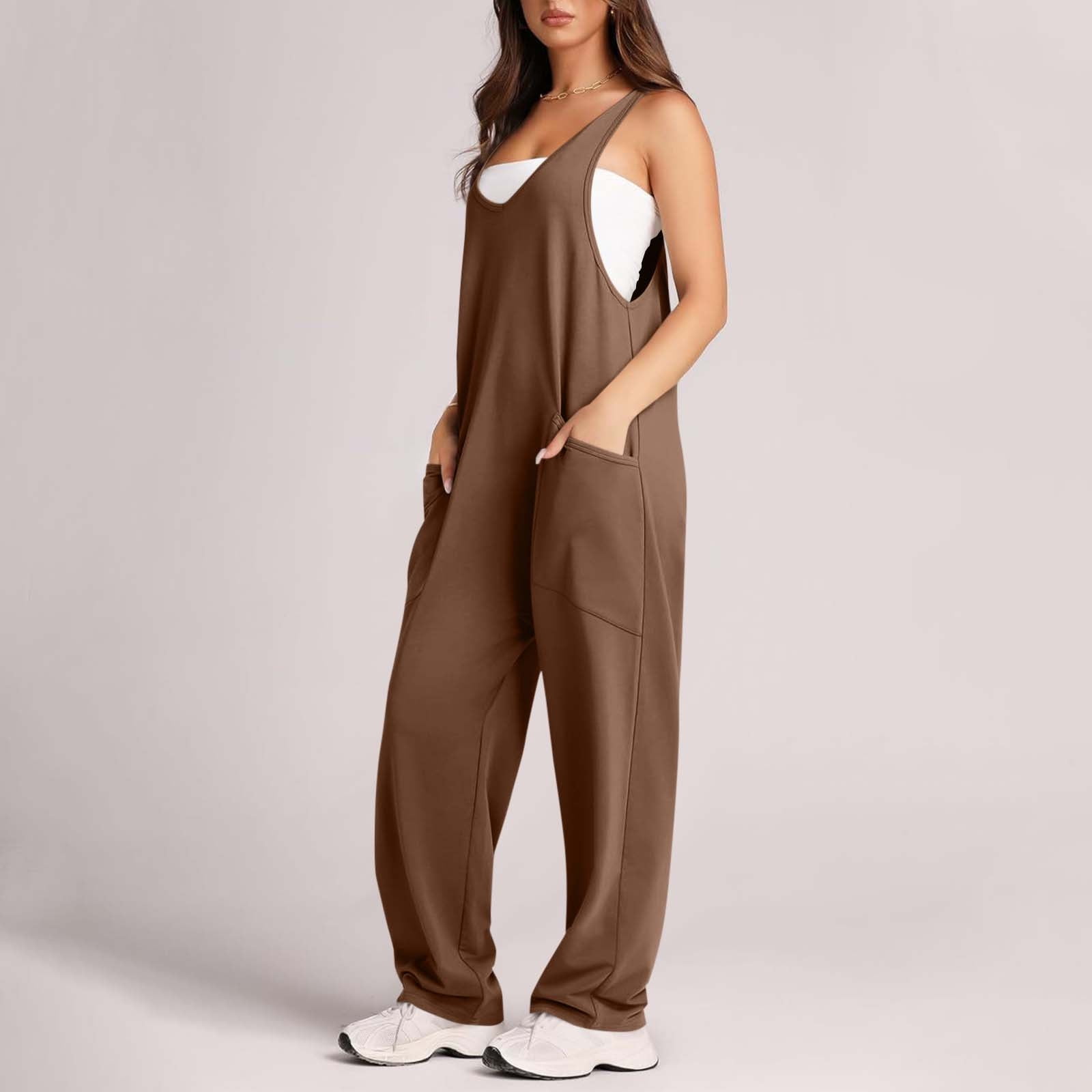 OVBMPZD Wide Leg Casual Outfits for Women Bronze Baggy Cotton Barrel ...