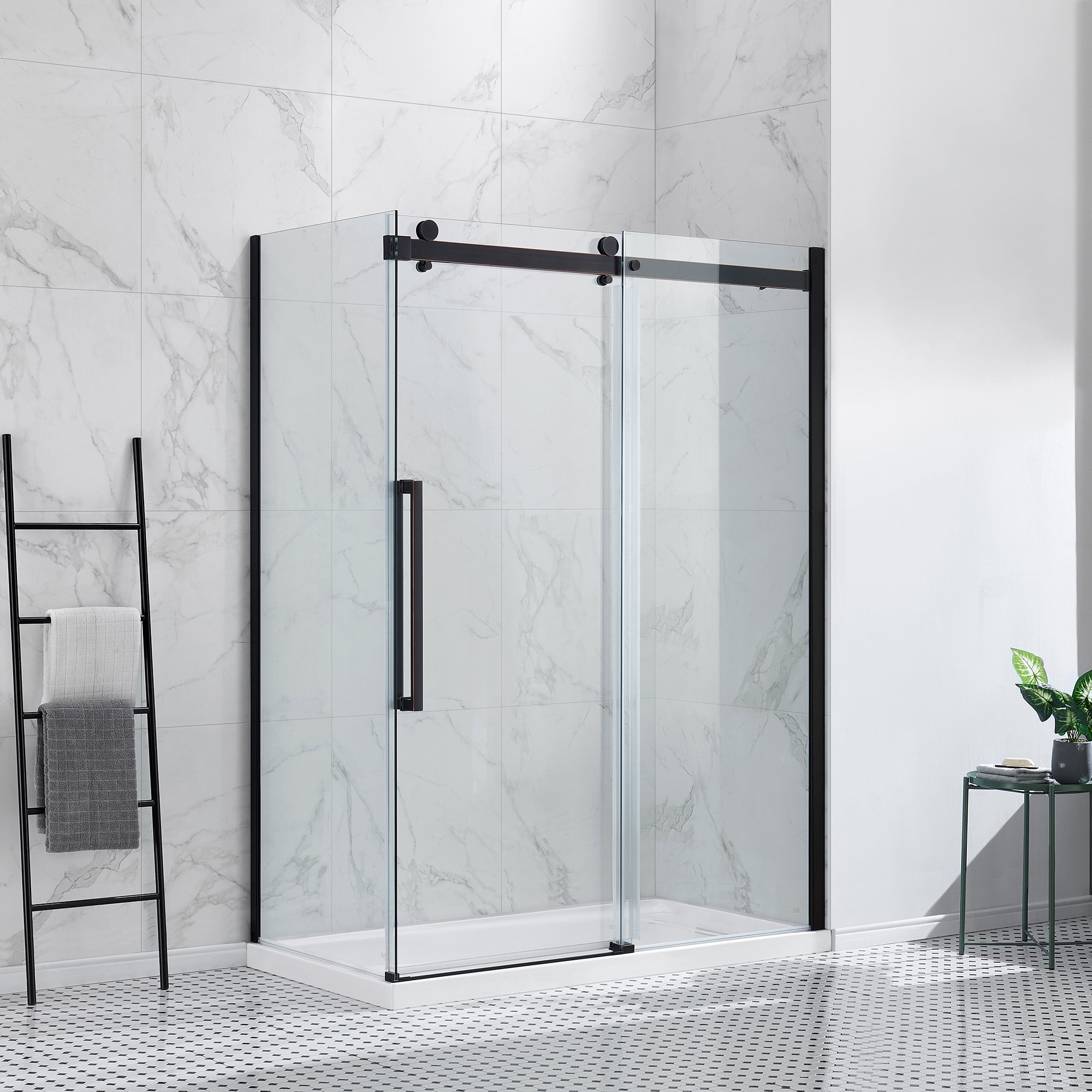OVE Decors Bel Soft-Close Oil Rubbed Bronze 60" Frameless Sliding Soft ...