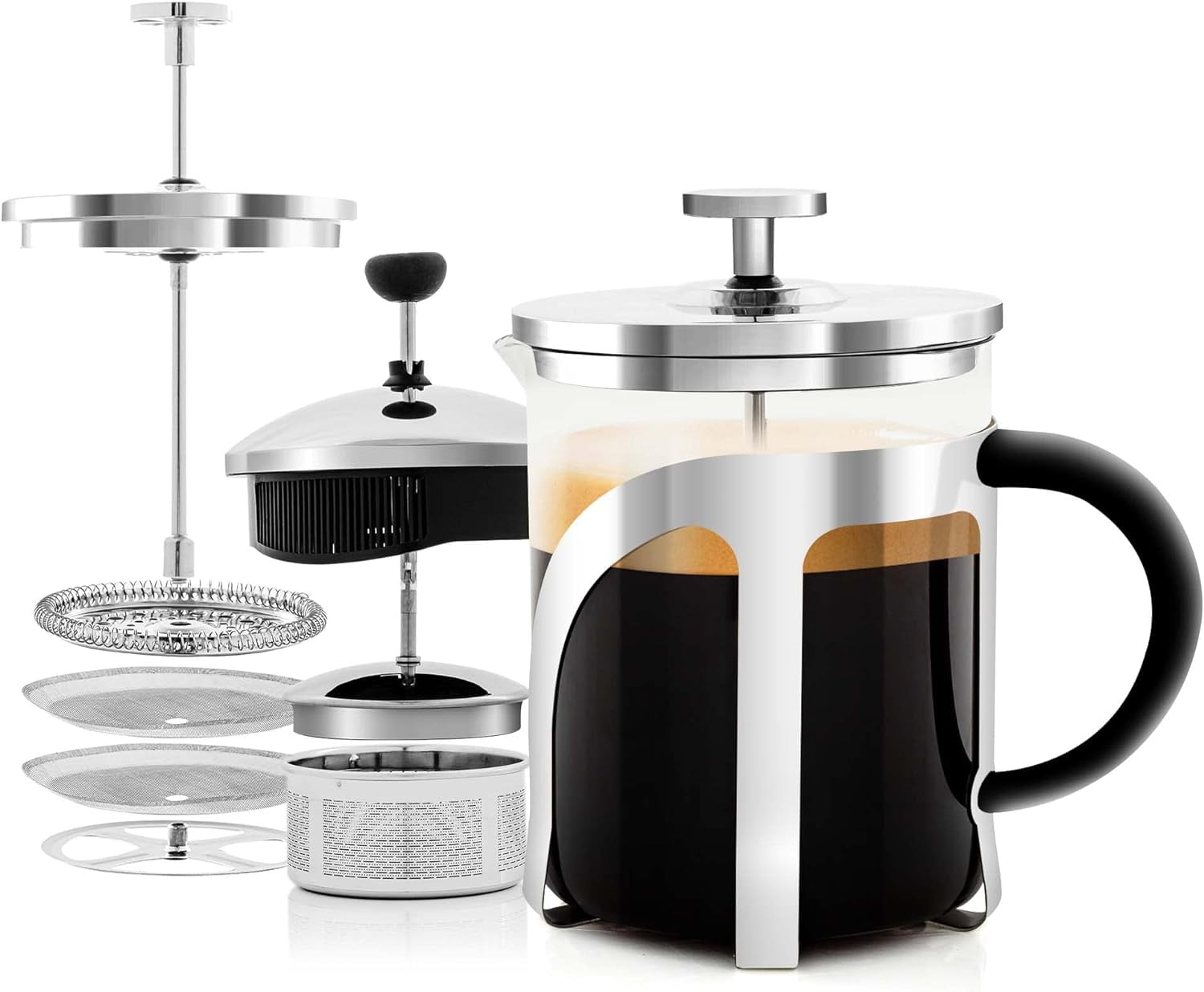 OVENTE 2-in-1 Coffee Press and Tea Maker, High Grade Stainless Steel ...