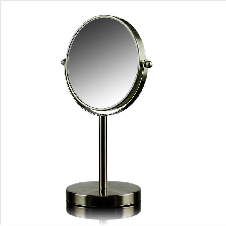 OVENTE 6 Desk Makeup Mirror with Stand 1X 7X Magnifier Adjustable Double Sided Round Tabletop Mirror Nickel Brushed MNLT60BR1X7X Walmart