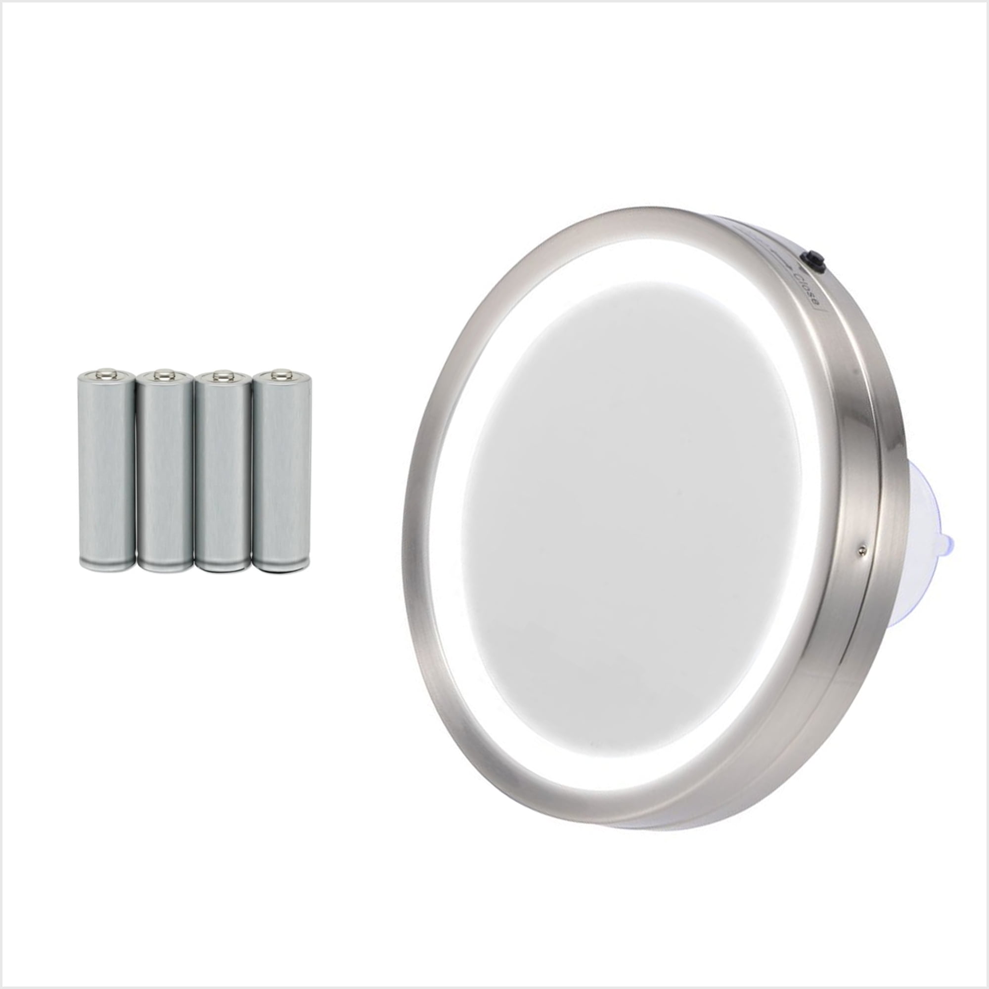 OVENTE 6'' Suction Cup Magnifying Mirror, LED Lighted Wall Mount 8X ...