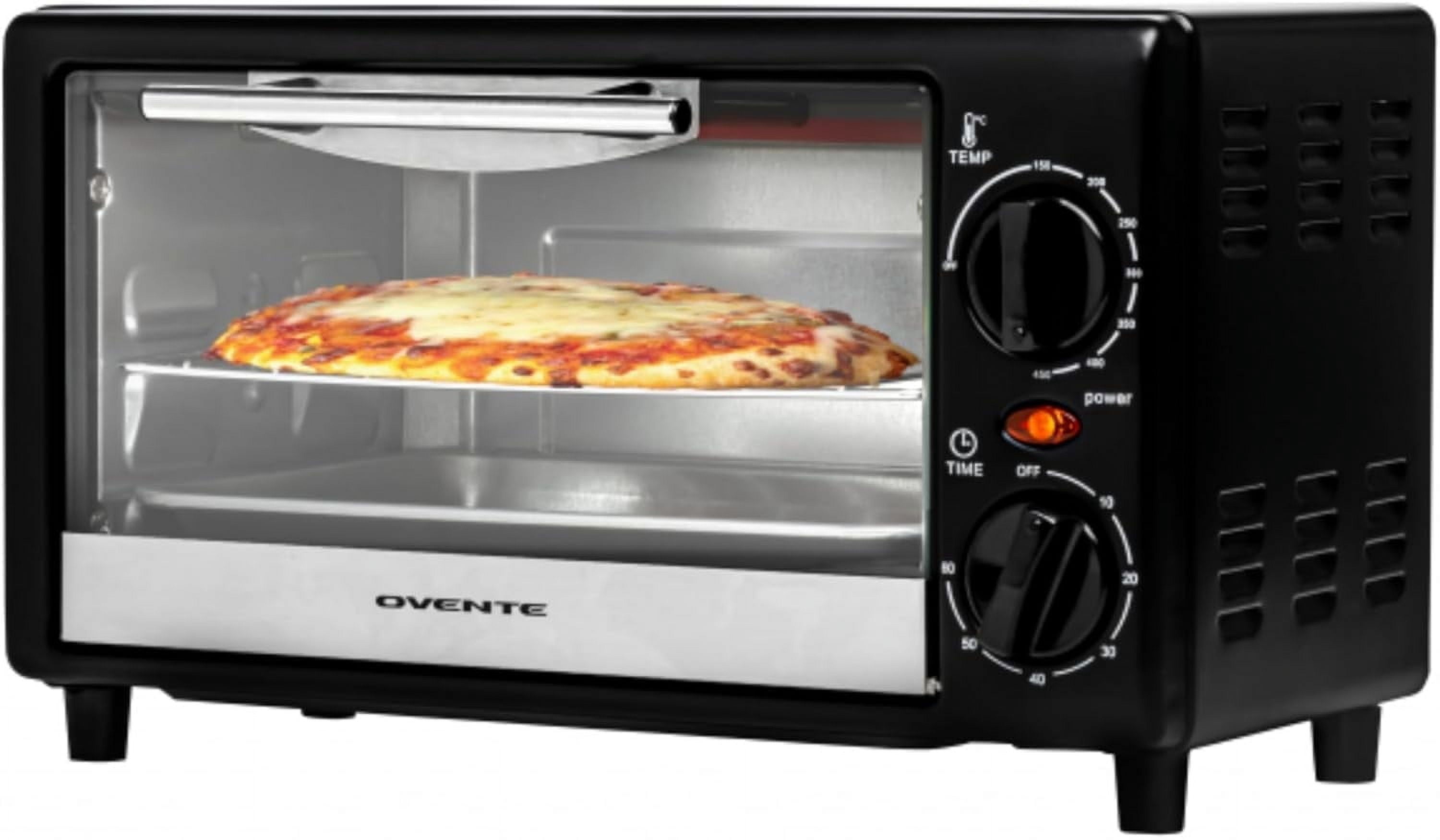OVENTE 8L Toaster Oven—750W mini oven with adjustable temp, 60-min ...
