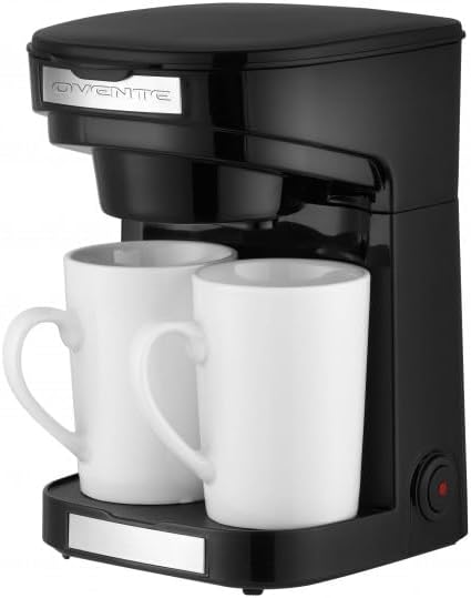 OVENTE Double Drip Coffee Maker with 2 Ceramic Mugs and Auto Shut Off ...