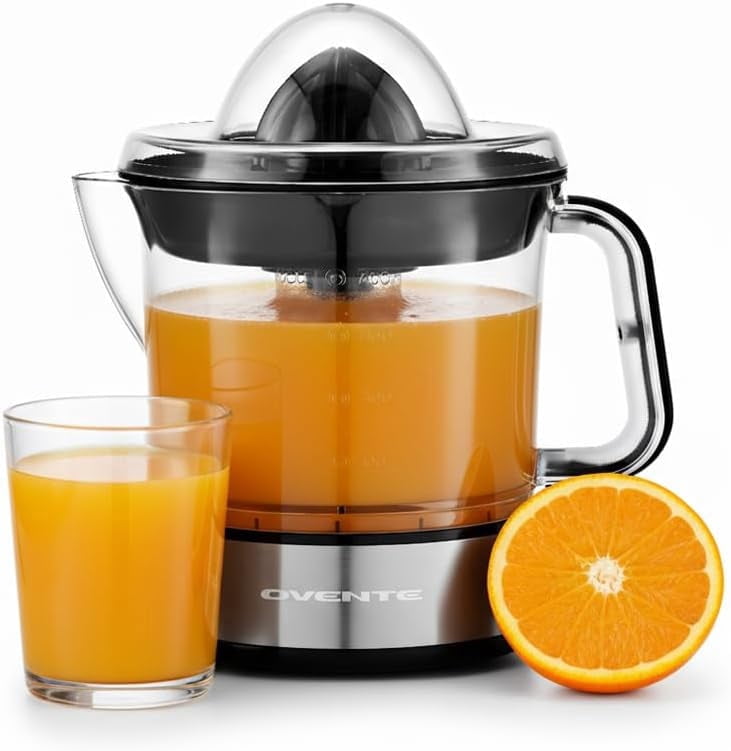 OVENTE Electric Citrus Juicer Machine with 2 Cones for Big and Small ...
