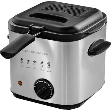 Mainstays Matte Black 2-Quart 1000W Electric Deep Fryer with Adjustable ...