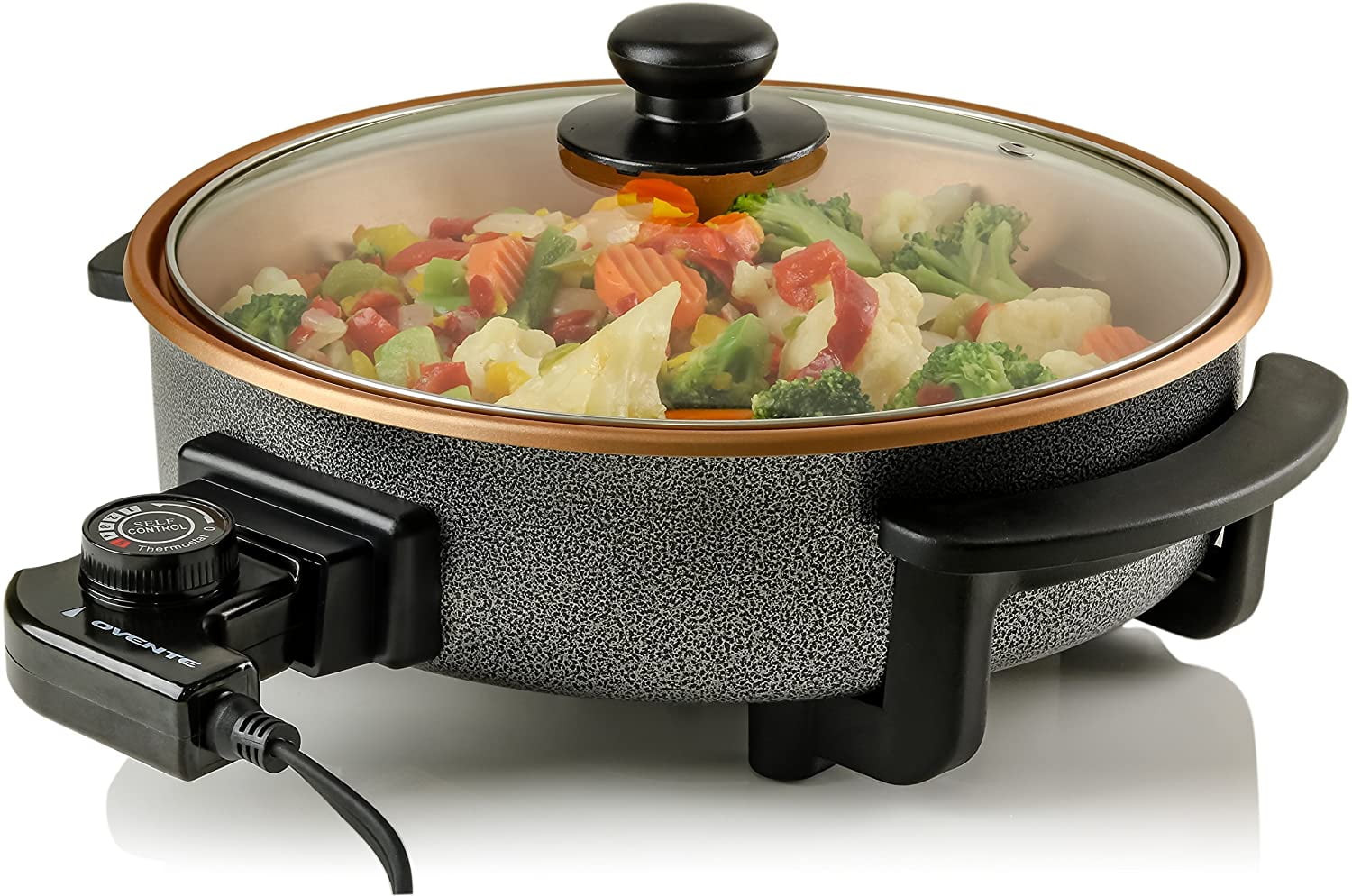 OVENTE Electric Skillet and Frying Pan, 12" Round Cooker with Nonstick ...