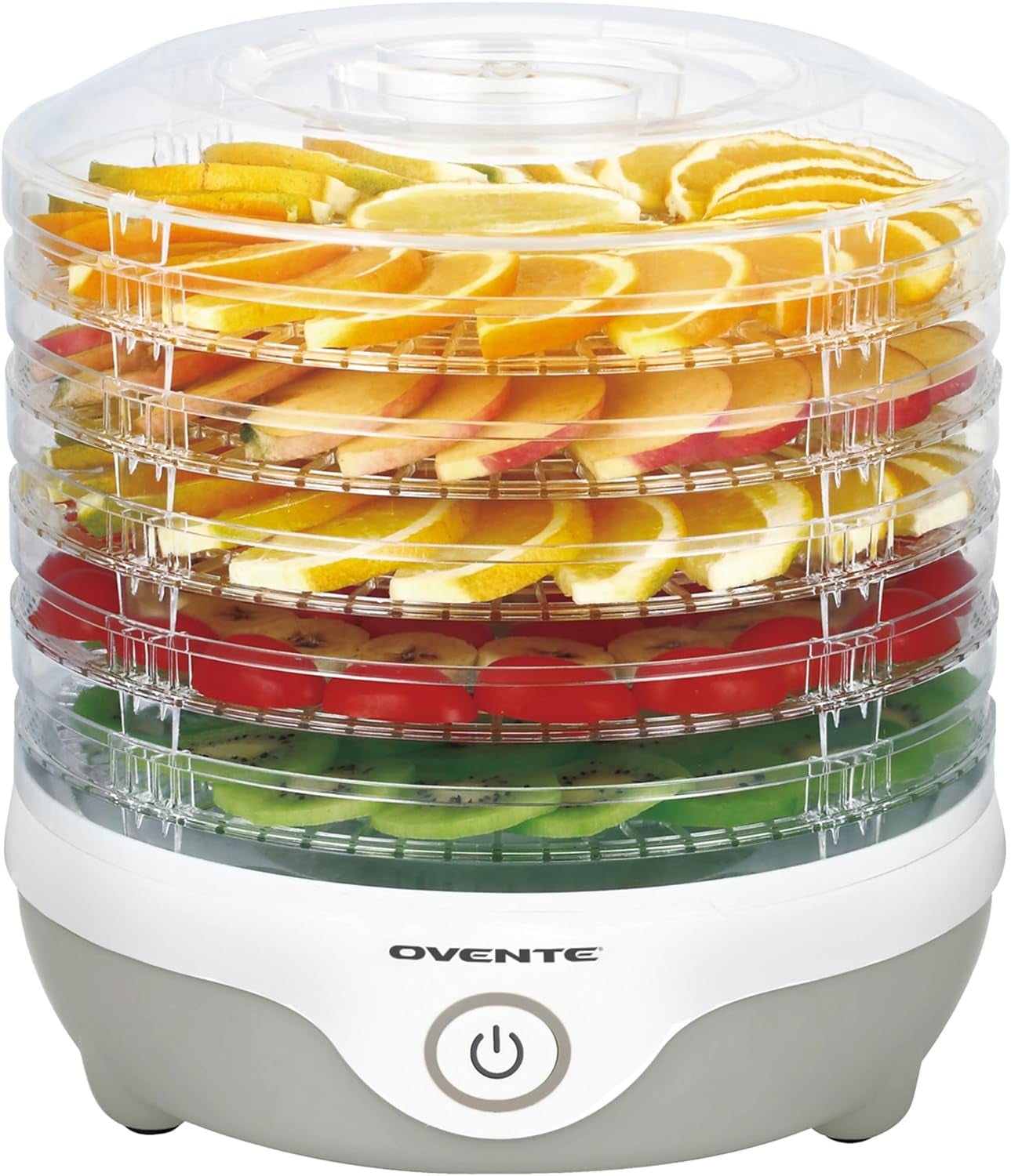 OVENTE Food Dehydrator Machine with 5 Stackable Clear Trays and Drying ...