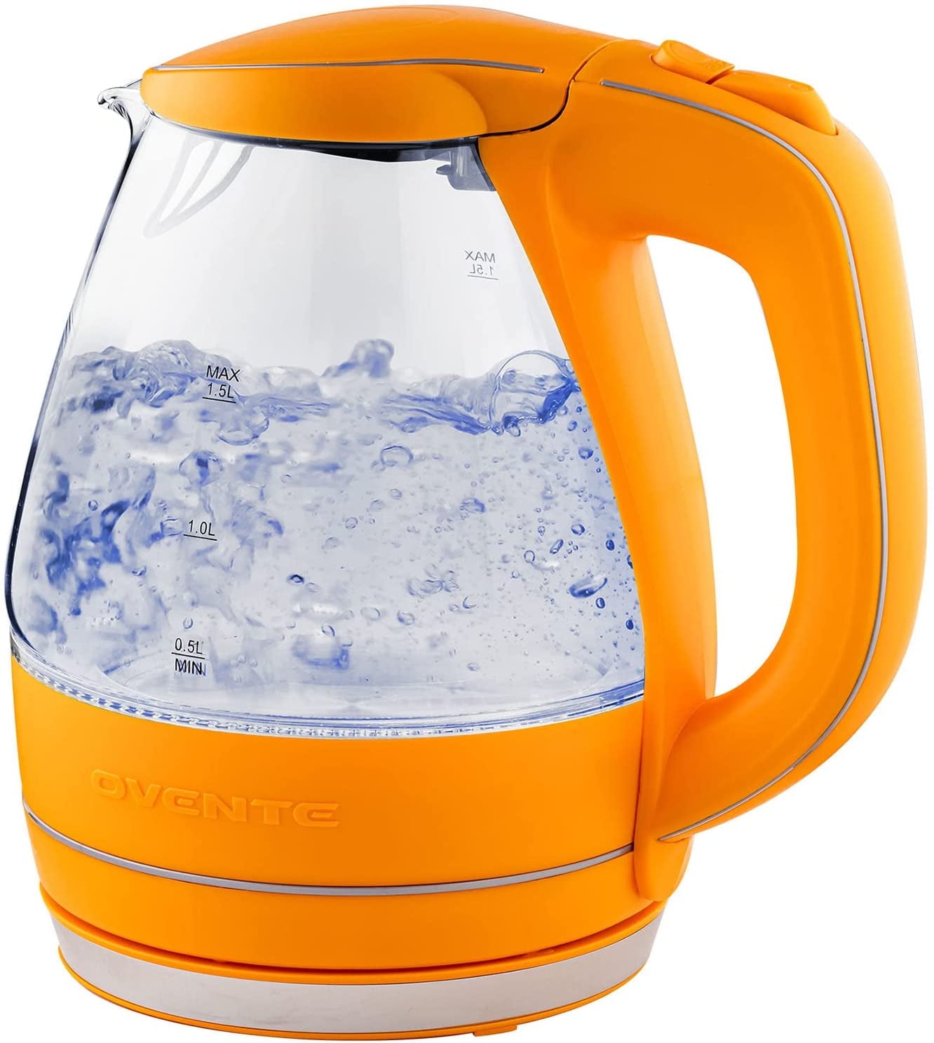 OVENTE Glass Electric Kettle Hot Water Boiler 1.5 Liter Borosilicate ...