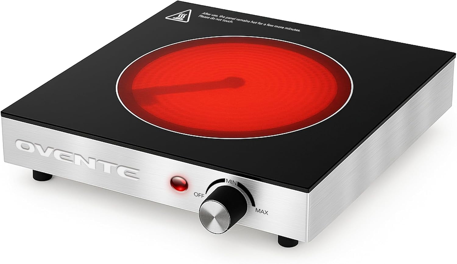 OVENTE Infrared Ceramic Single Burner, 1200W Electric Countertop Hot ...