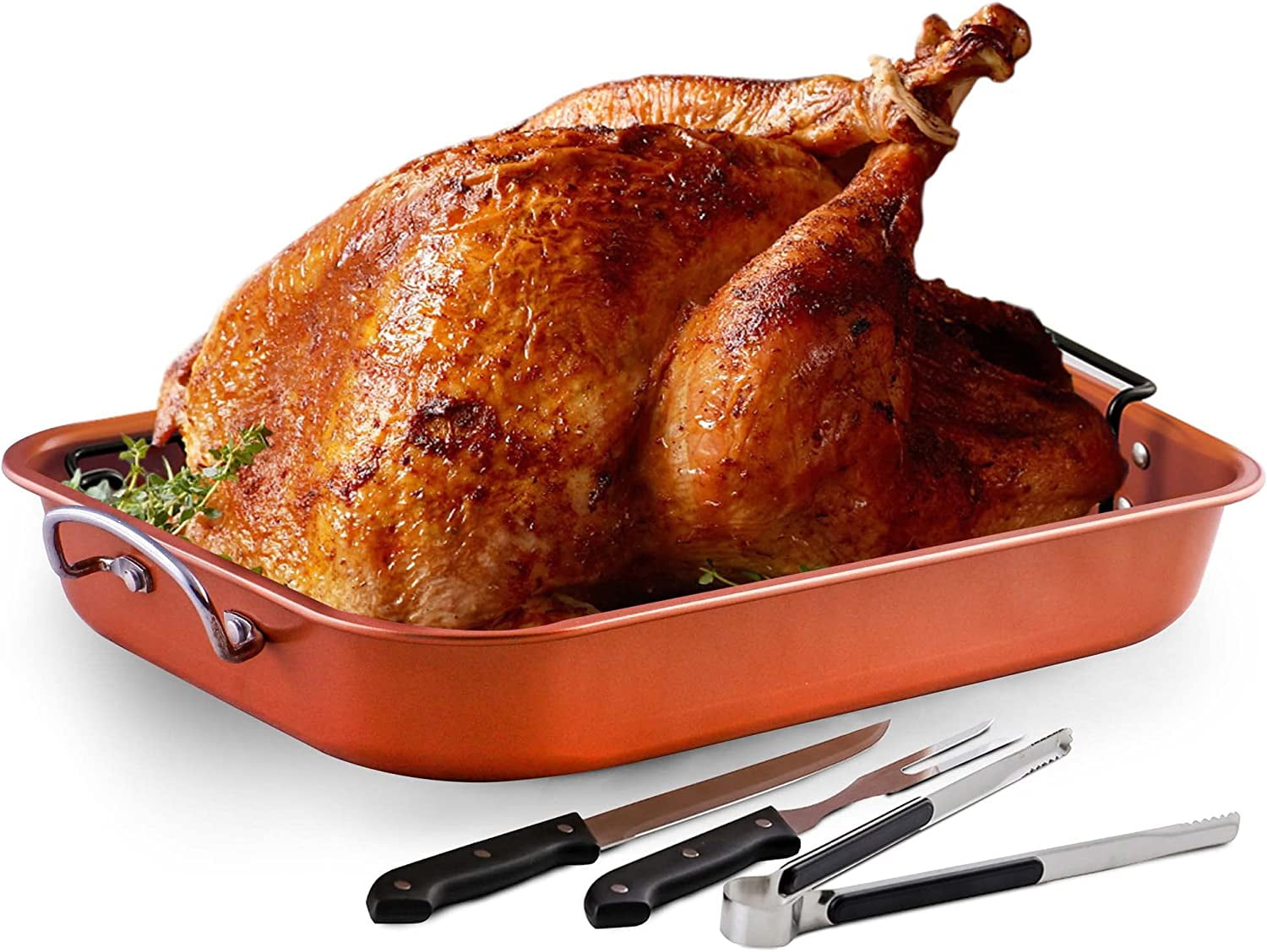 OVENTE Kitchen Oven Roasting Pan Nonstick Carbon Steel Baking Tray with ...