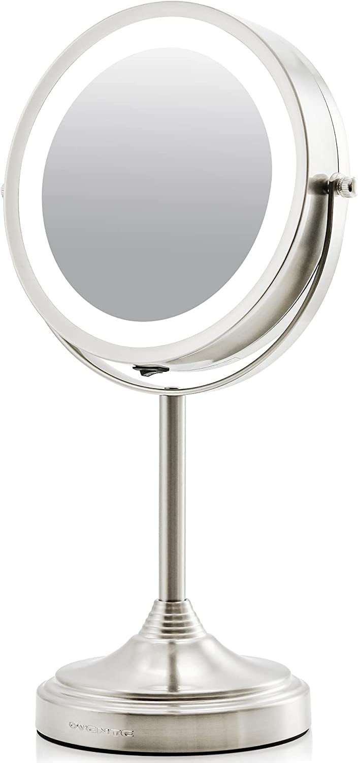 OVENTE Makeup Table Top Mirror, 1X 7X Magnification, Nickel Brushed ...