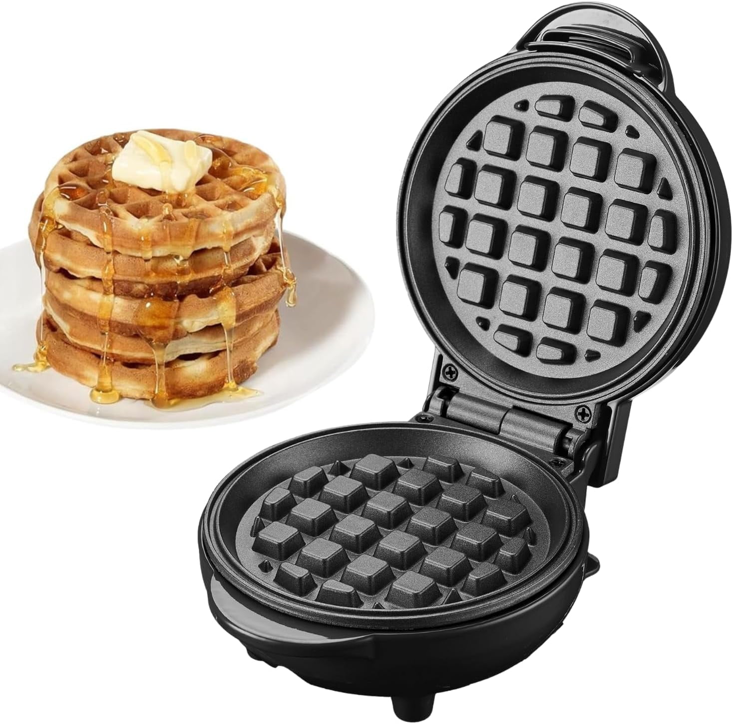 OVENTE Mini Waffle Maker Machine, 4-Inch Chaffle Mold with Non-Stick ...