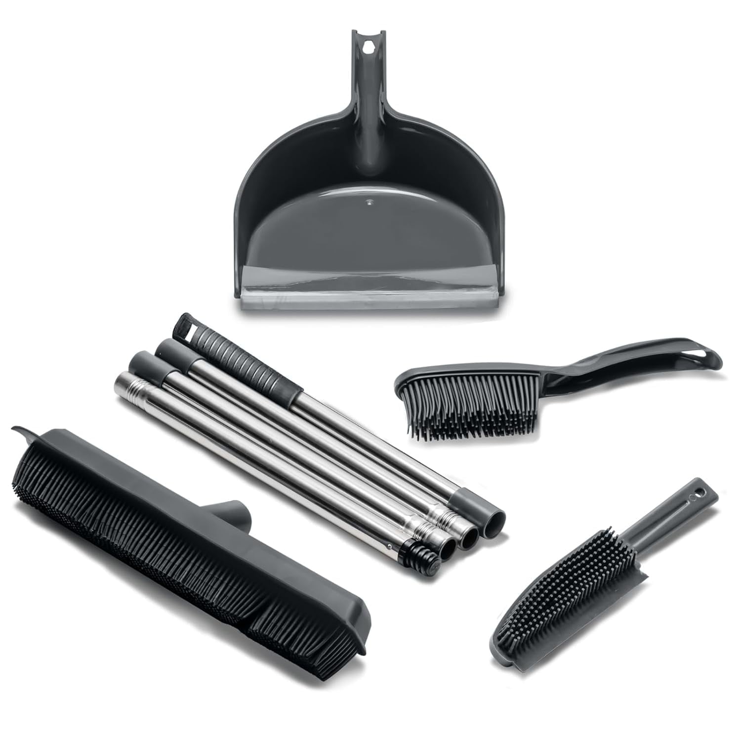 OVENTE Rubber Broom for Pet Hair Removal with Squeegee, Portable ...