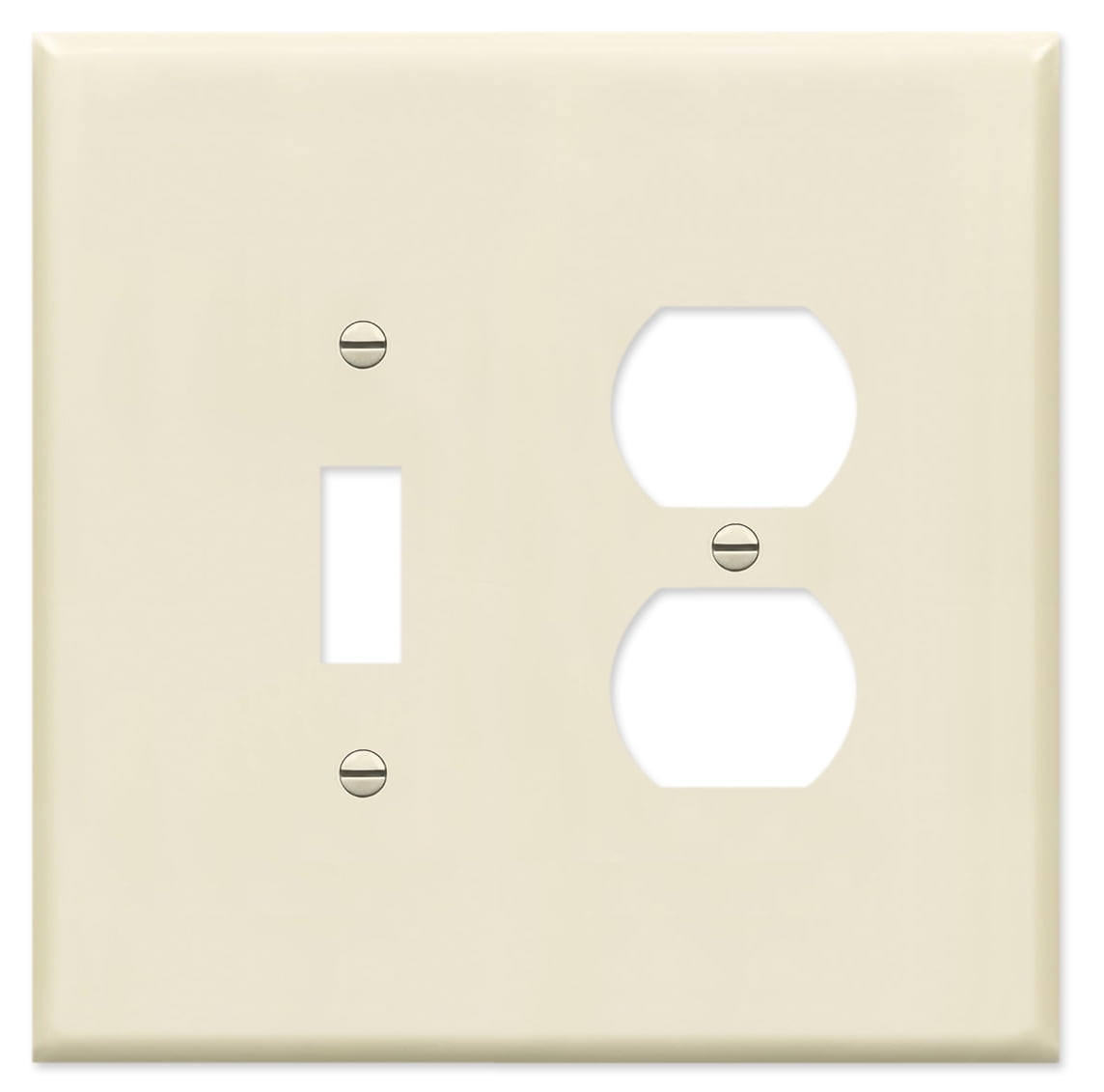 OVERSIZED 2 Gang Combo Metal Wall Plate - Ivory - (1) Outlet - Duplex ...