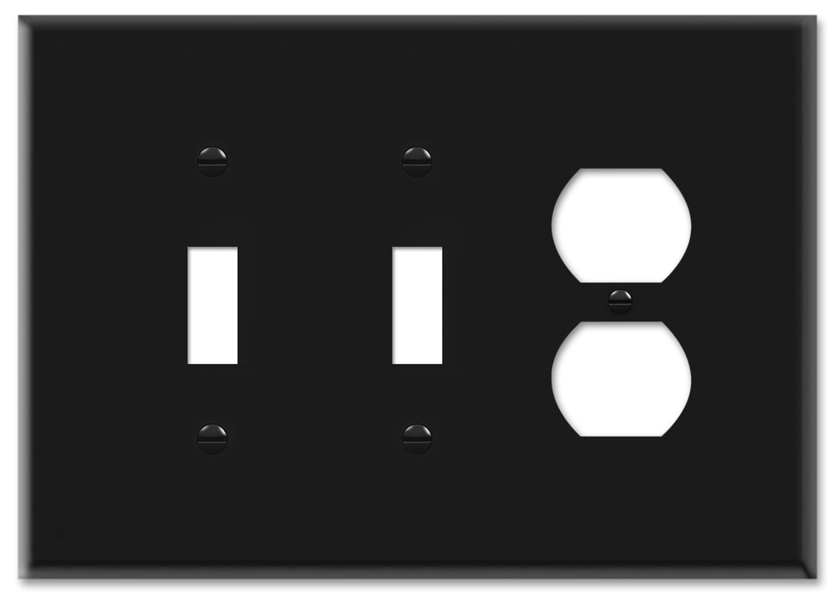 OVERSIZED 3 Gang Combo Metal Wall Plate - (1) Duplex Outlet with (2 ...