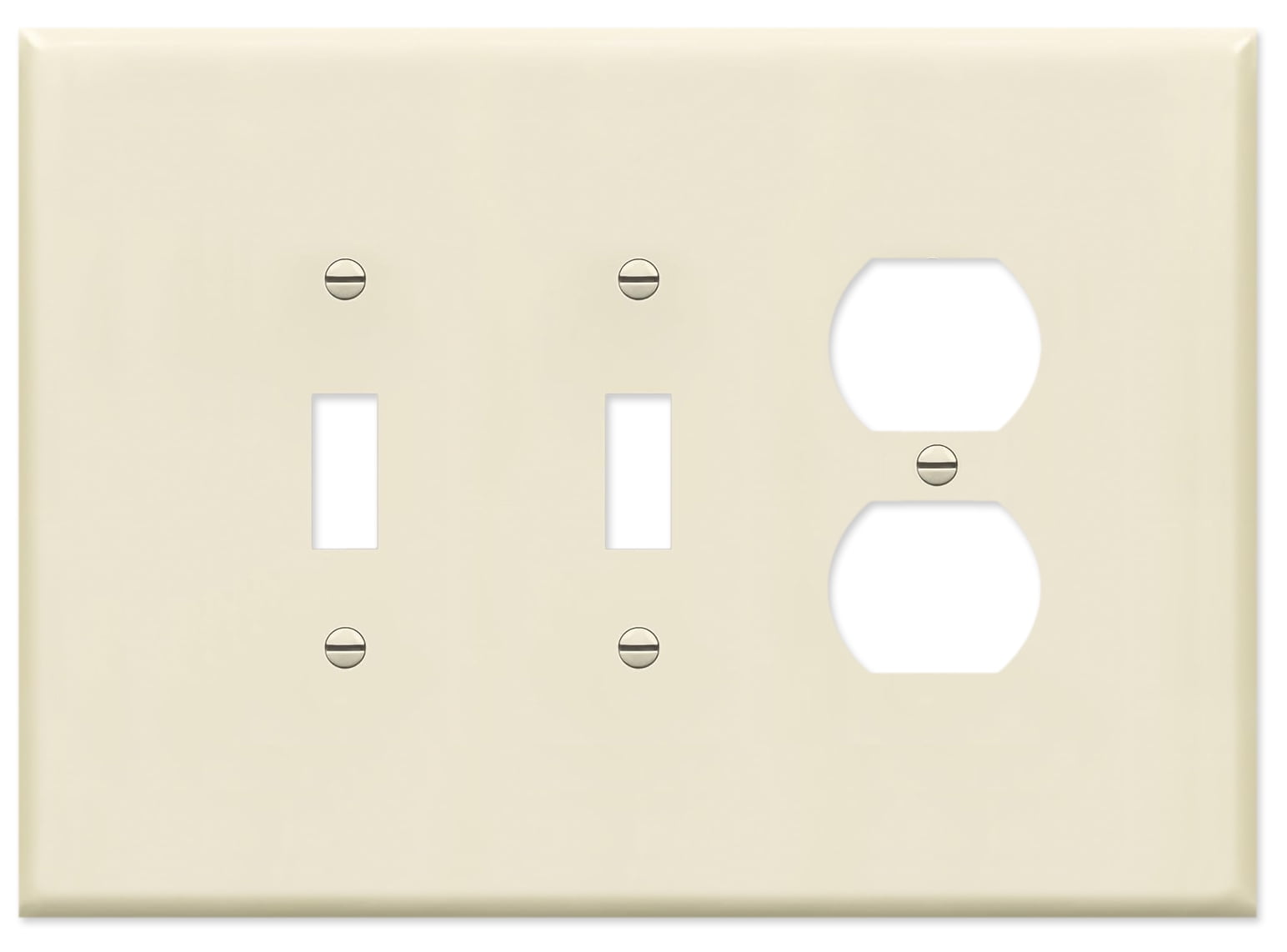 OVERSIZED 3 Gang Combo Metal Wall Plate - Ivory - (1) Outlet - Duplex ...