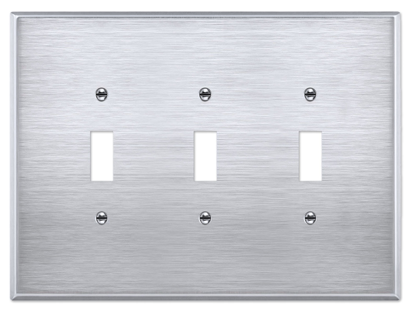 OVERSIZED 3 Gang Toggle Stainless Steel Light Switch Cover - Jumbo ...