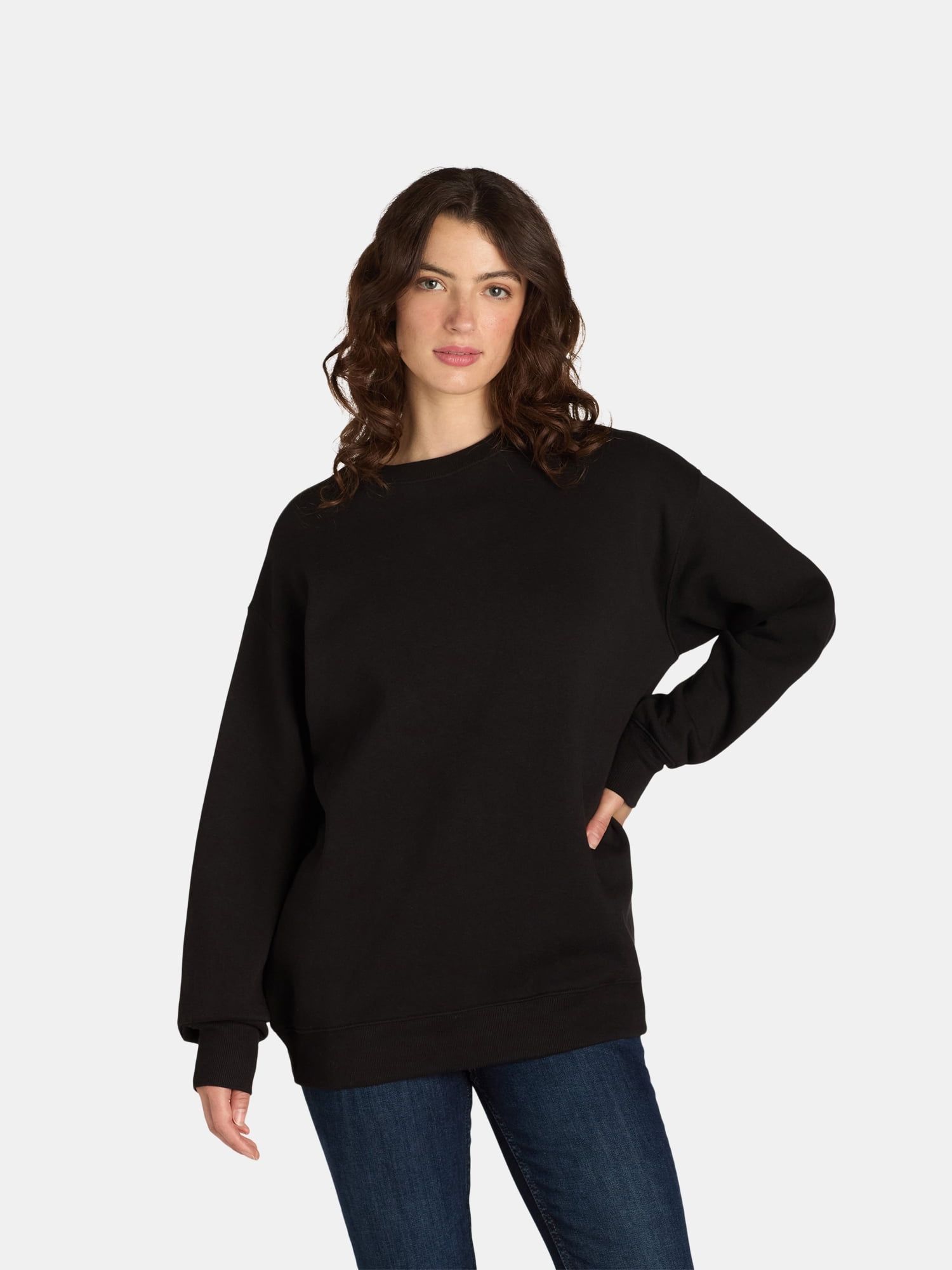 No Boundaries Oversized Sweatshirt with Long Sleeves, Women’s - Walmart.com
