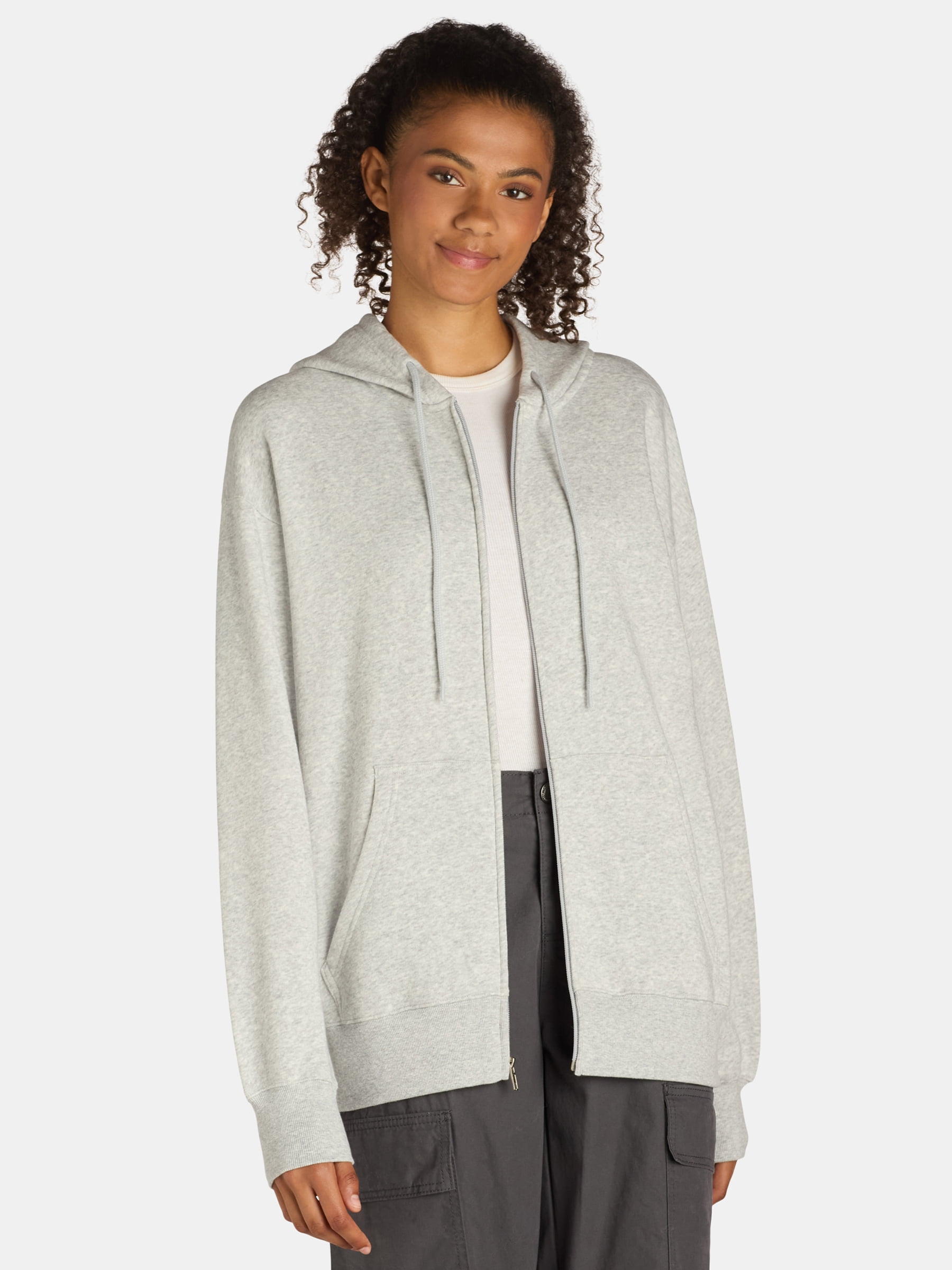 No Boundaries Oversized Zip Hoodie, Women’s - Walmart.com