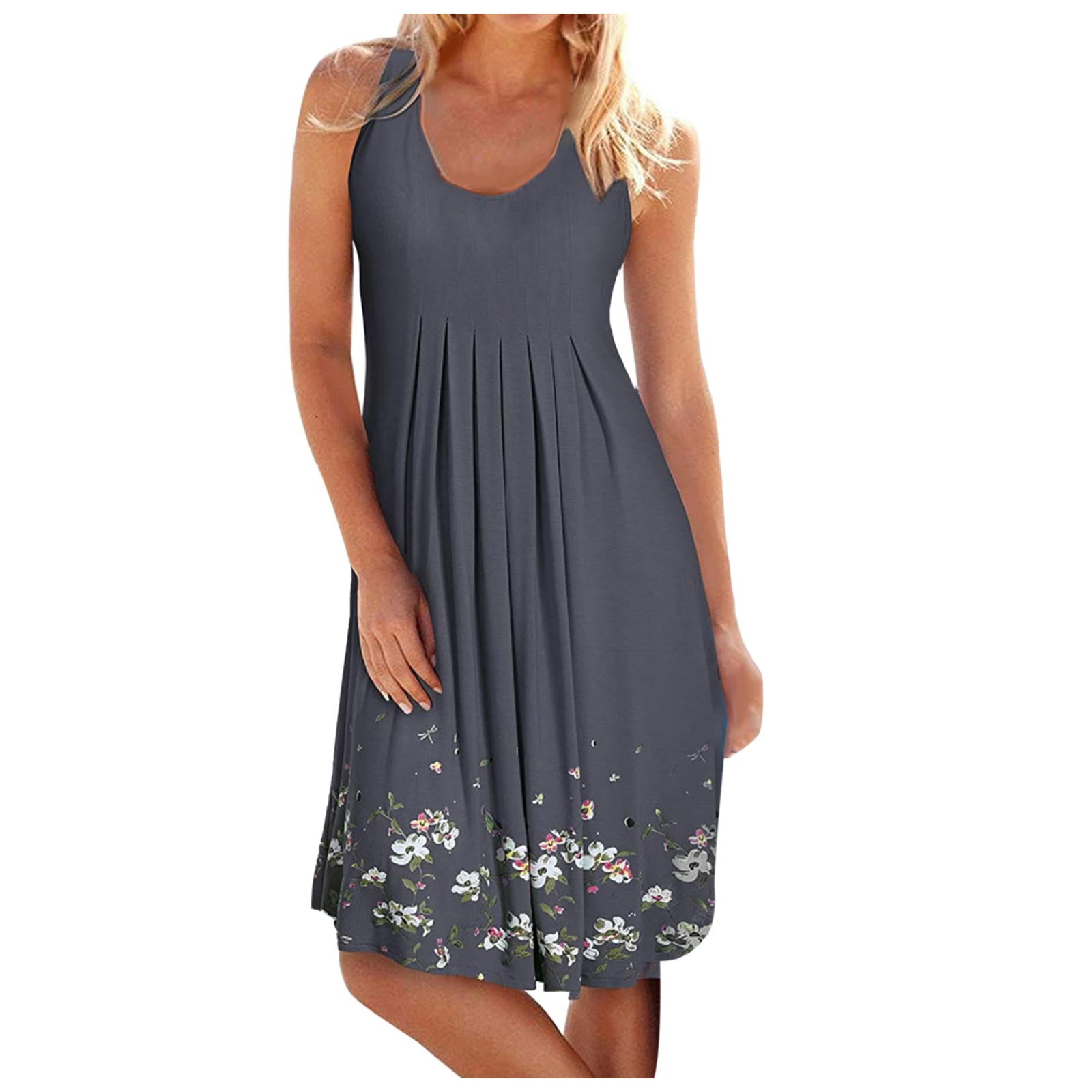 OVINYER Dress KILIG Summer Women Beach Midi Sleeveless Light Floral ...