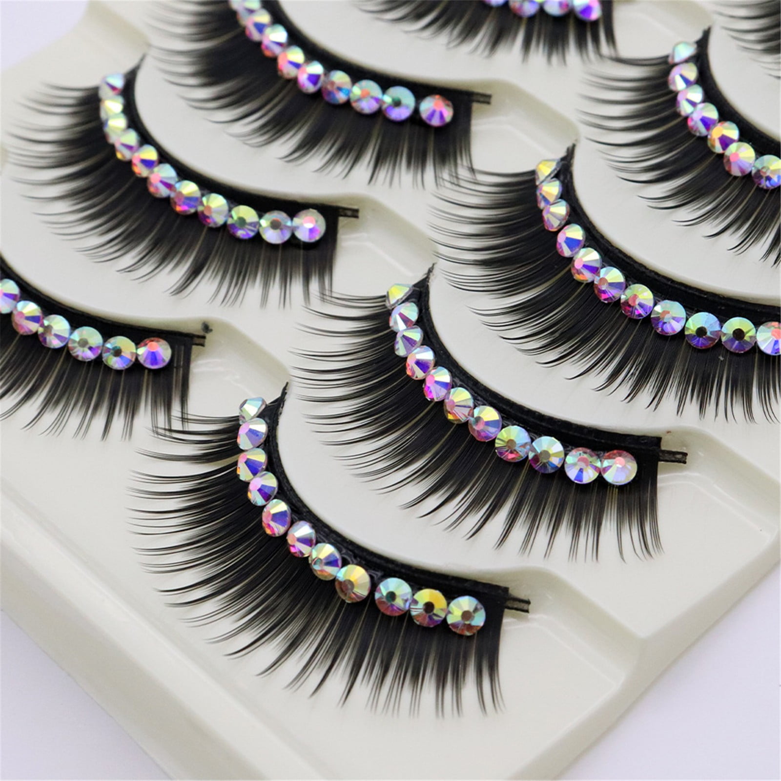 OVINYER Eyelashes With Rhinestones Thick Eyelash Reusable Lashes Wispy ...