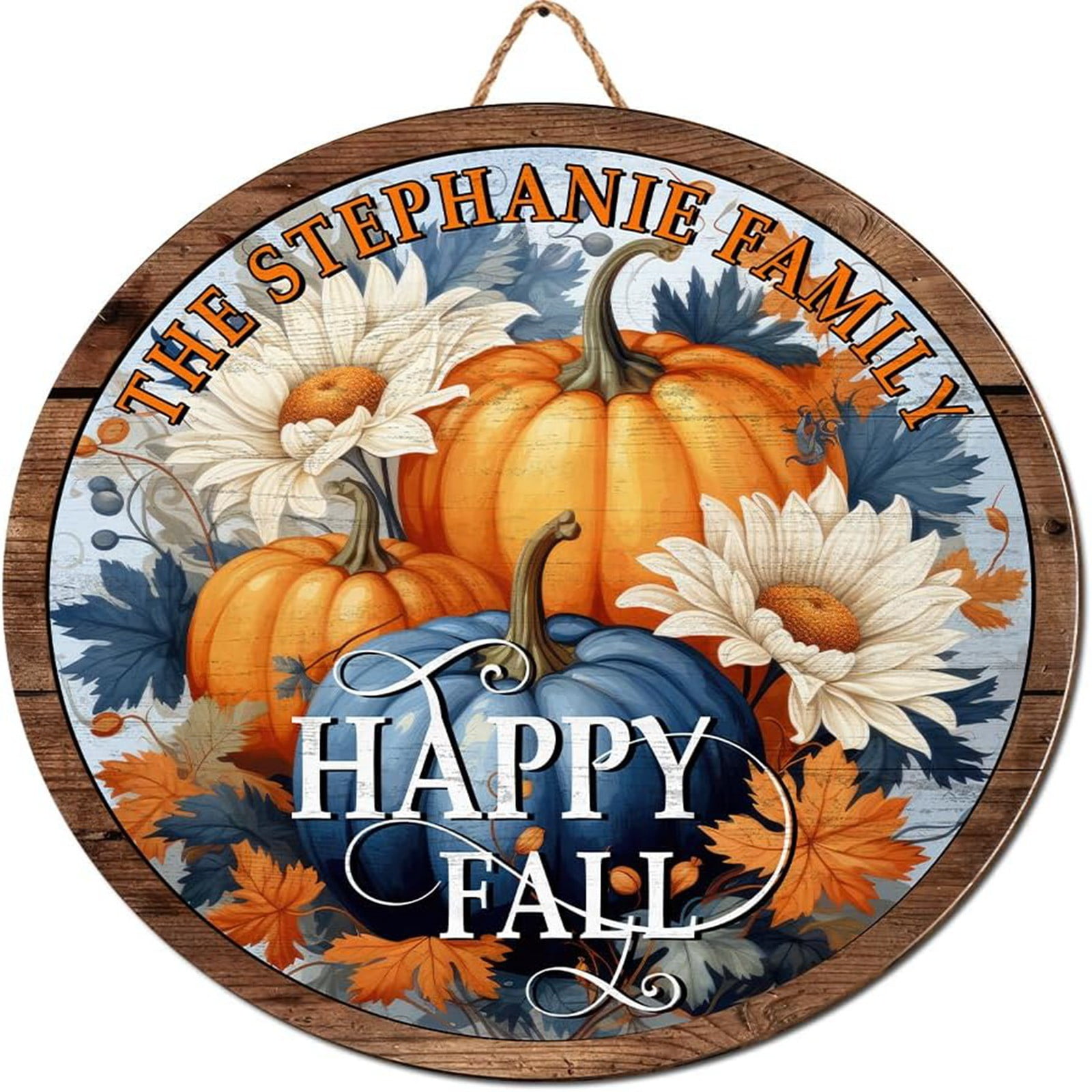 OVINYER Fun Pumpkin Signs Decorate The Round Wooden Signboard For Doors ...