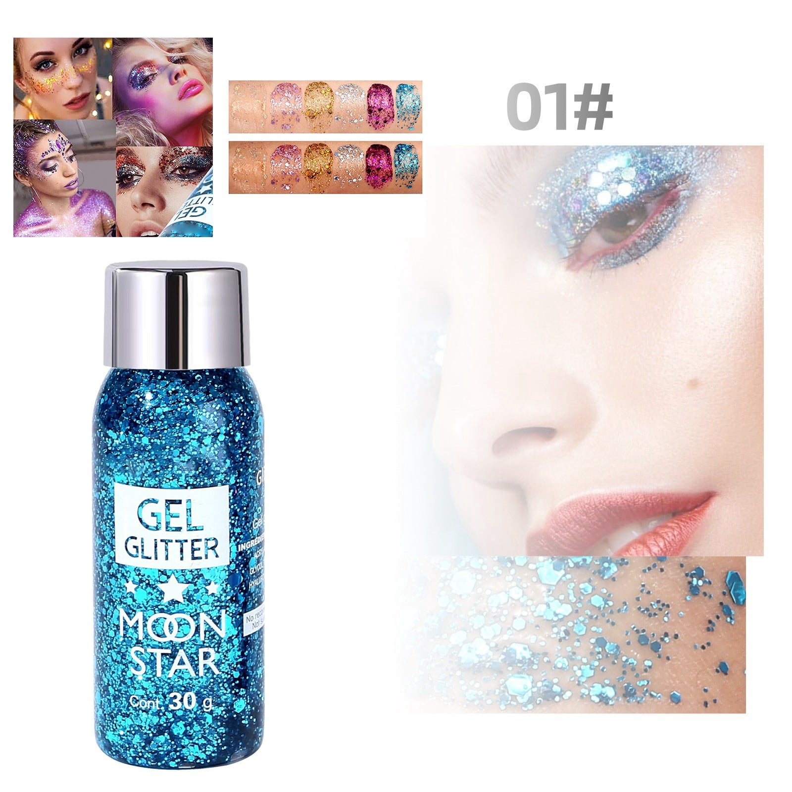 Ovinyer Glitter Gel Liquid Eyeshadow Body Glitter Colorful Stage Makeup