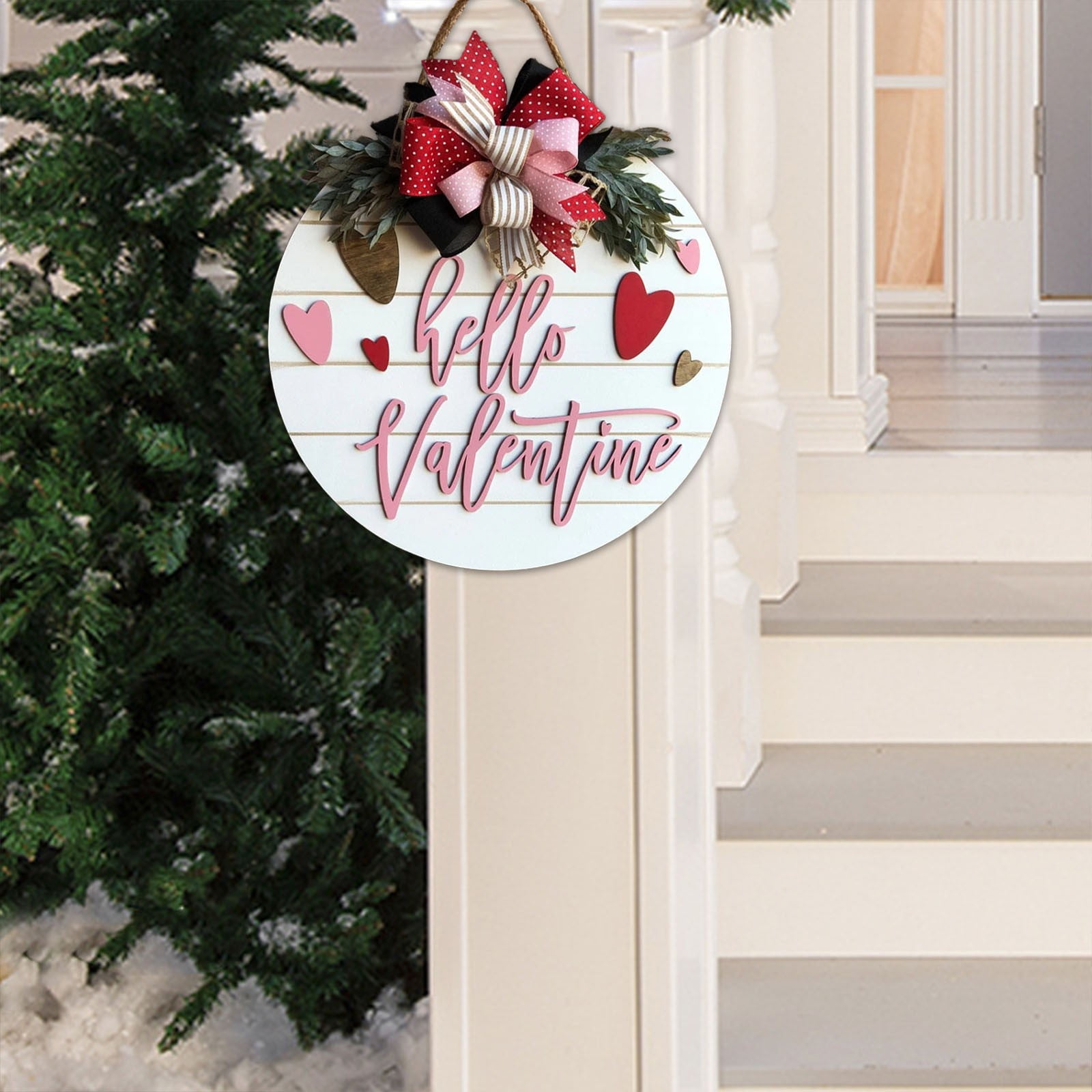 OVINYER Valentine's Day Wooden Door Sign Wooden Hanging Door Sign ...