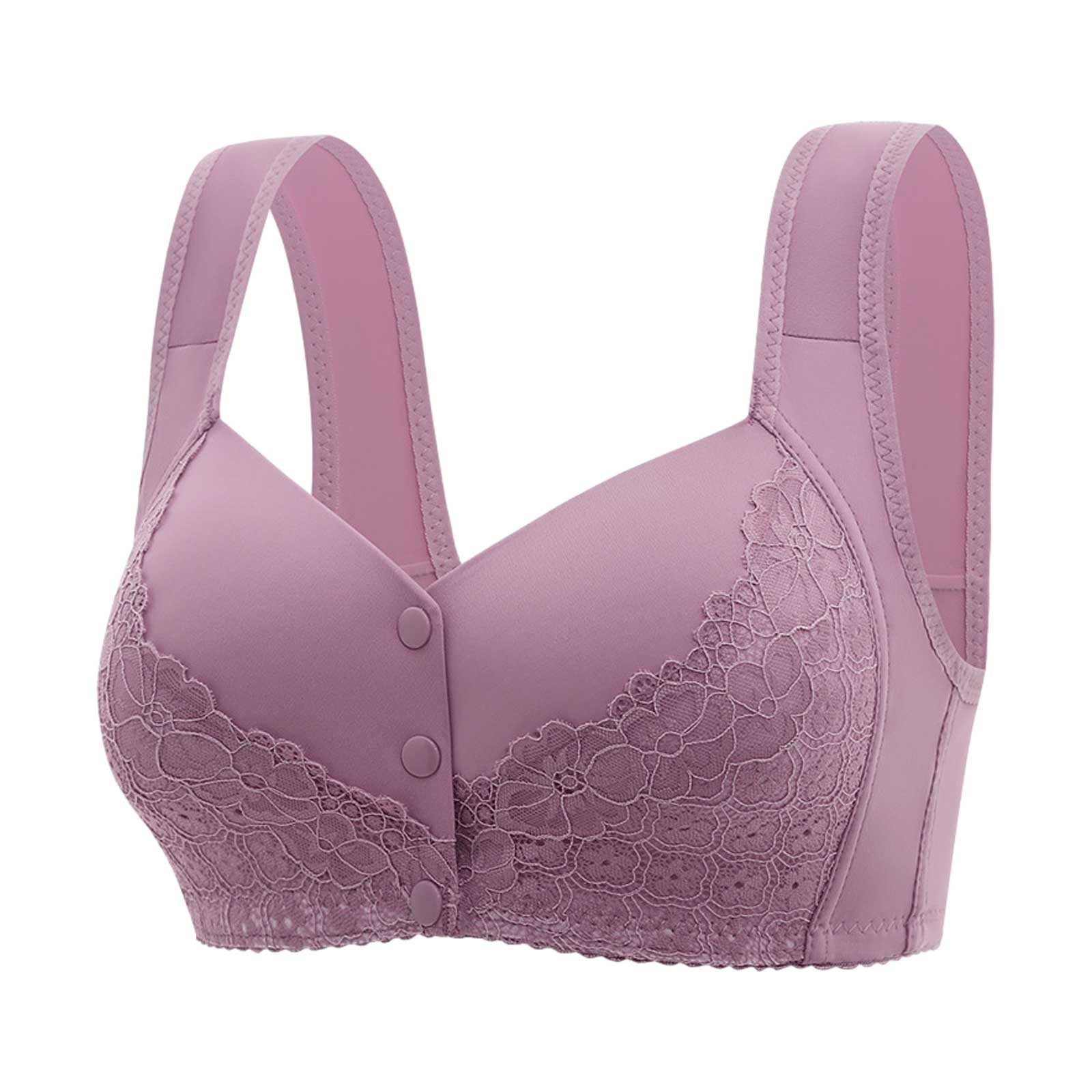 OVINYER Women Bra Front Side Buckle Lace Wireless Breathable Movement ...