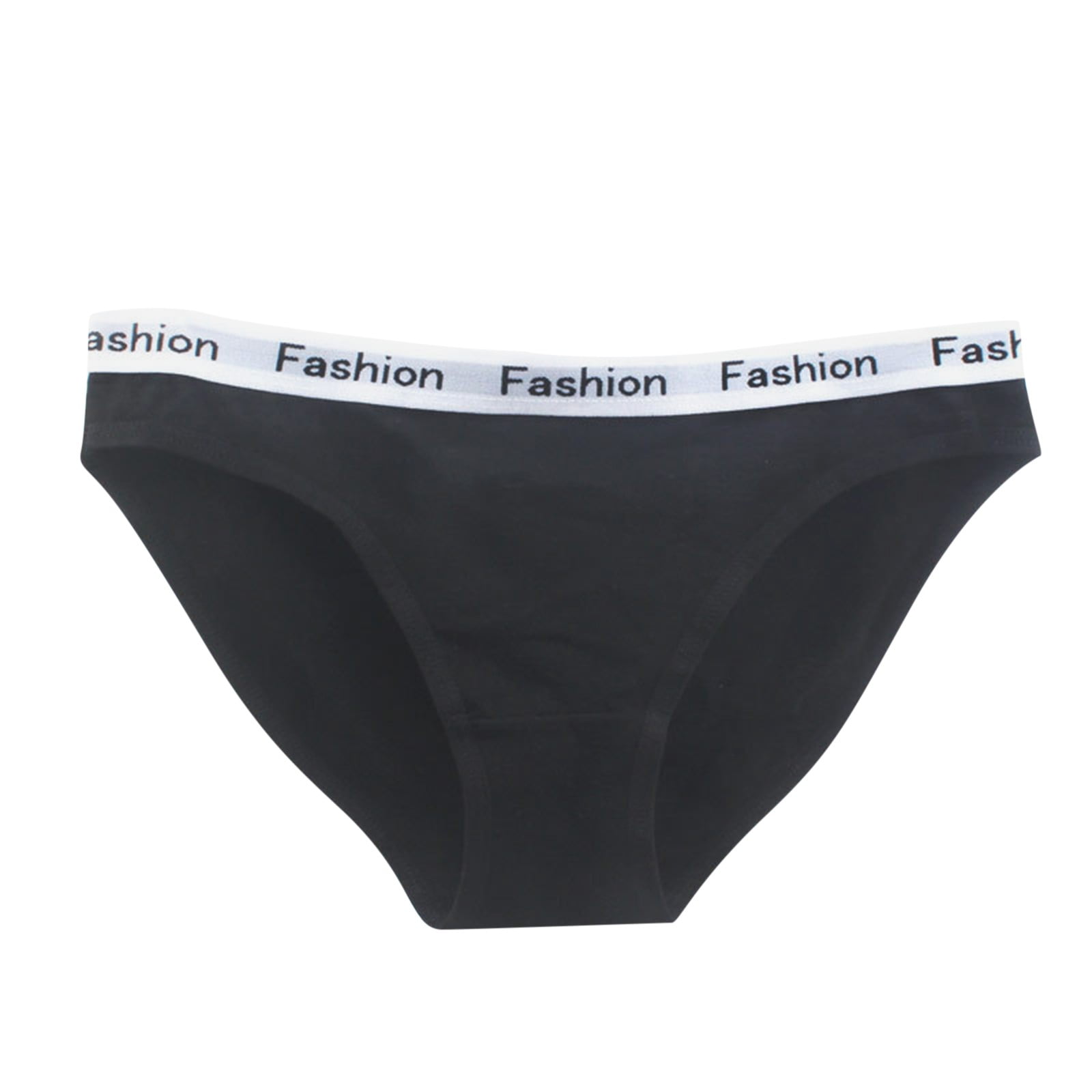 OVINYER Women Cotton Panties Pack Briefs Letters Wide Brim Solid Color ...