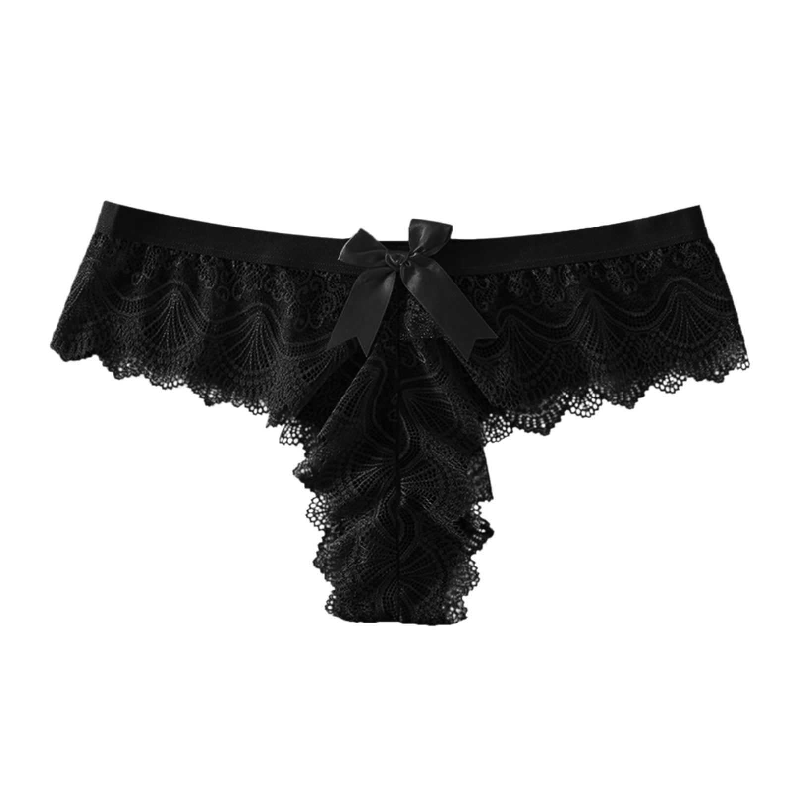 OVINYER Women Sexy Bow Lace Thong Low Rise Hipster Seamless Thong ...