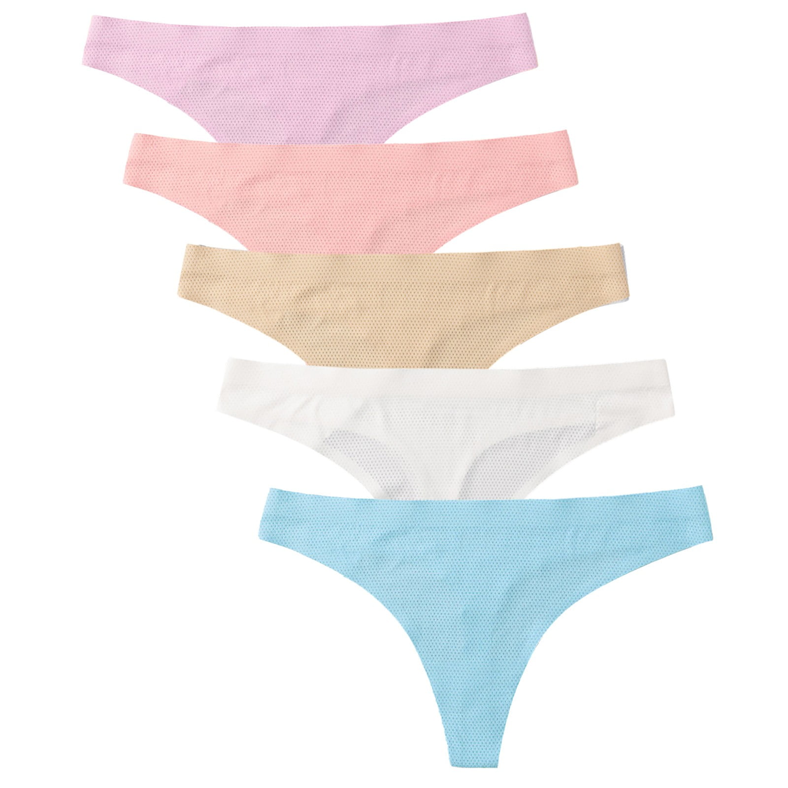 OVINYER Women's 5 Pack Sports Casual Seamless Perforated Thong ...