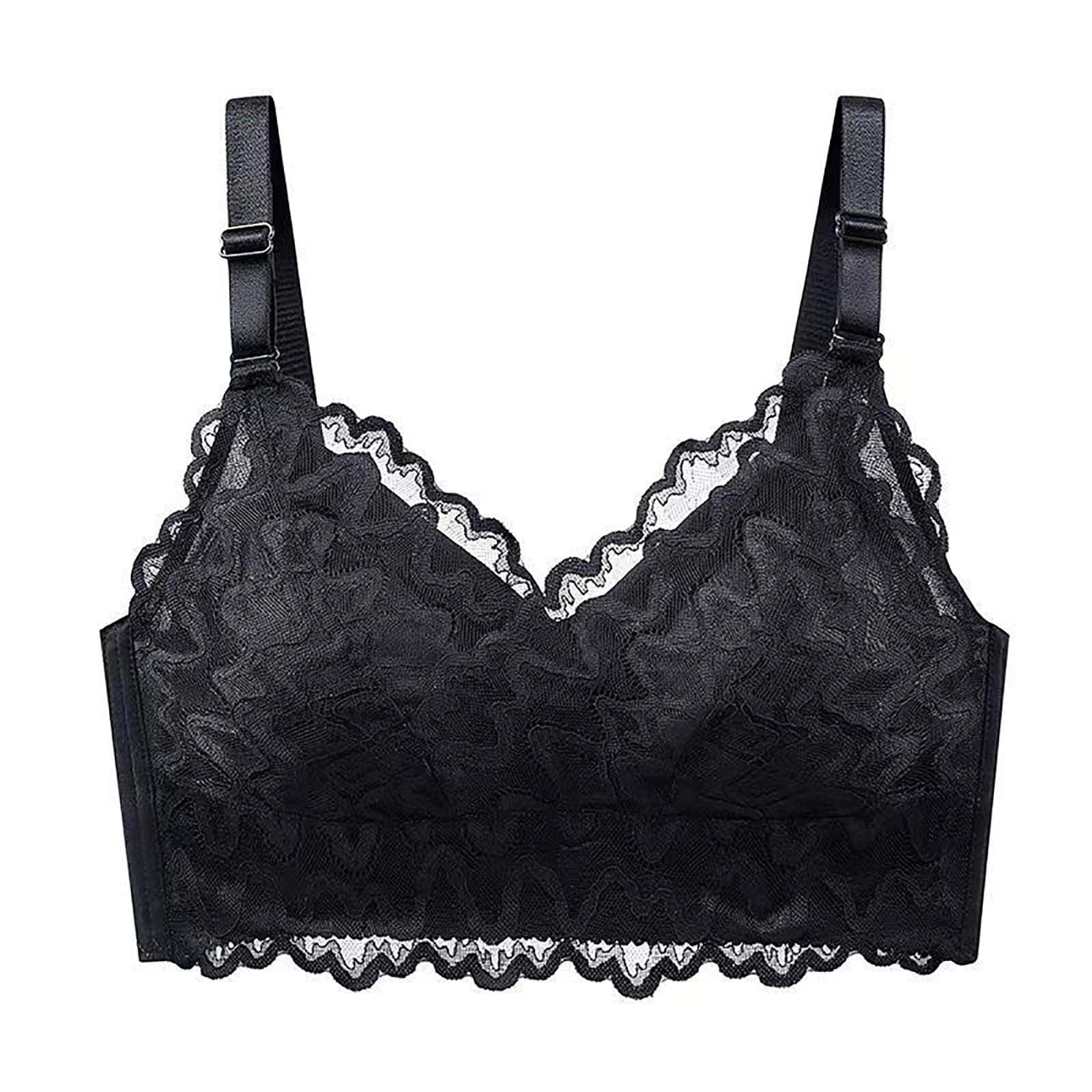 OVINYER Women's Bra Lace Up Push Up Bra With Full-Coverage And Side ...