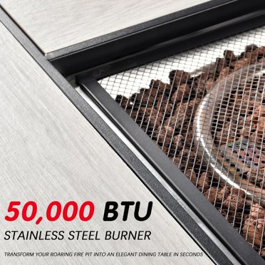 Ovios Outdoor Wicker Propane Fire Pit Table 42-Inch 50,000 BTU Flame ...