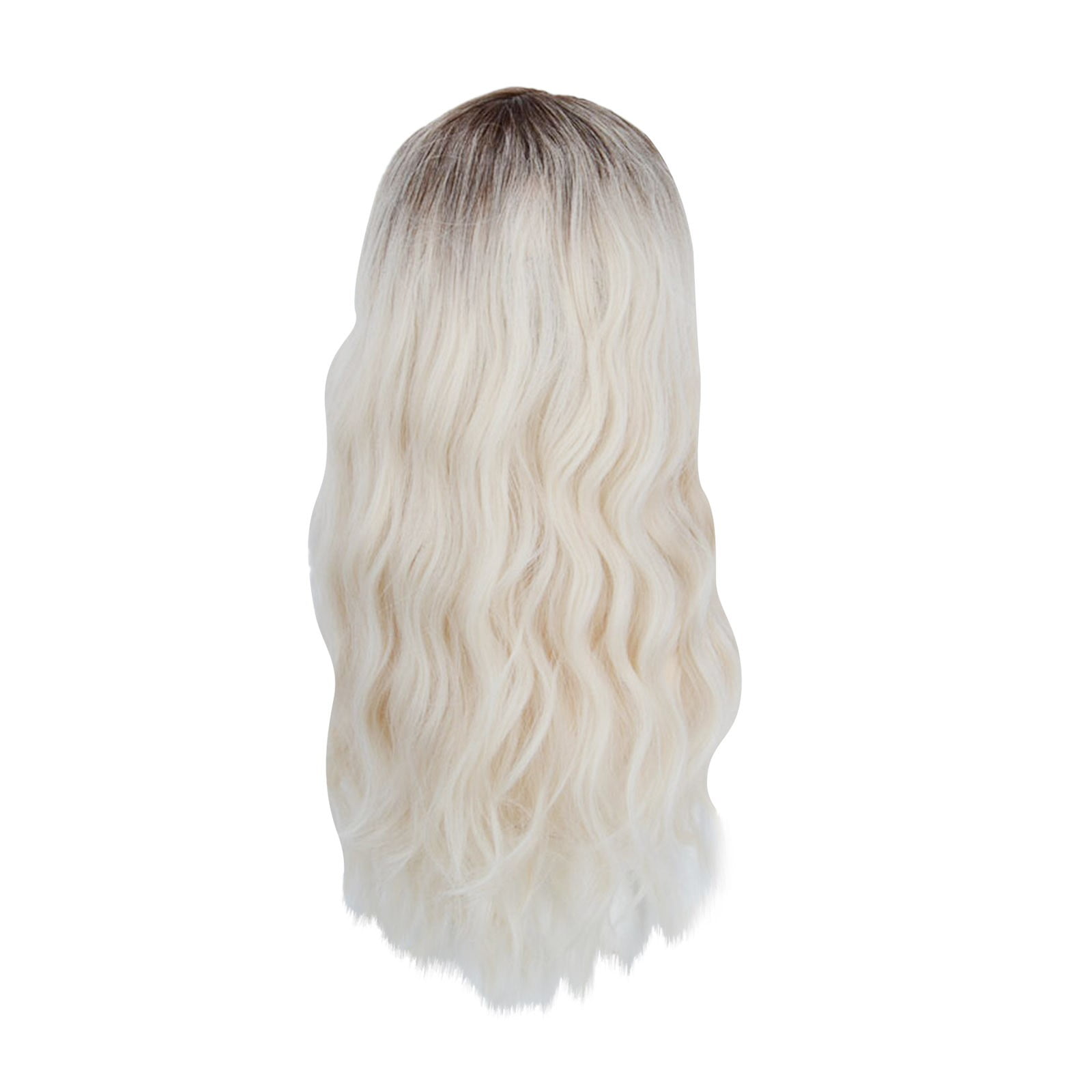 OVNVUSKG Wig Female Long Hair Big Wave Gradient Blue Gray Full Head Set ...